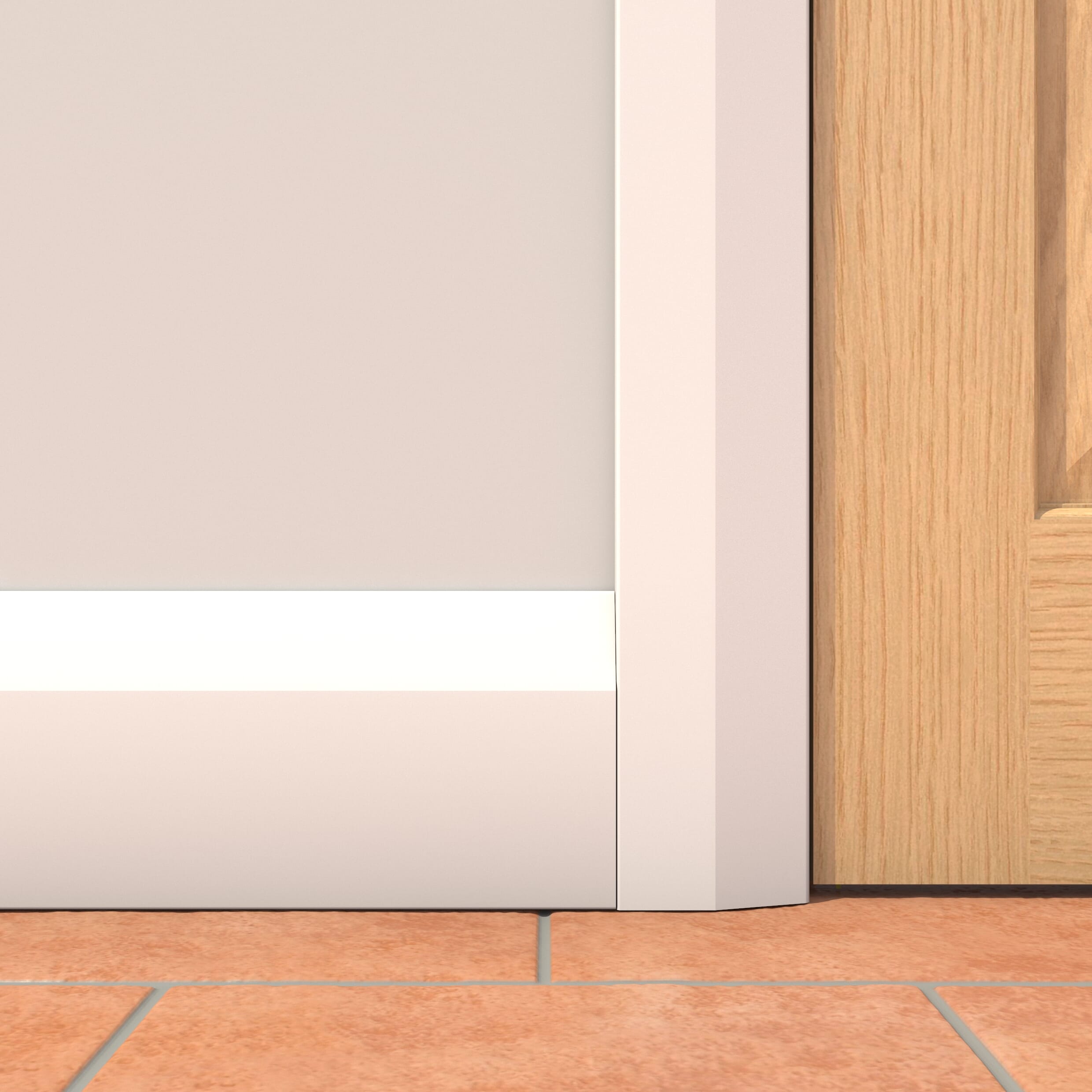 White Primed Chamfered Skirting - 4 x 3.6m Lengths (145mm x 16mm) at ...