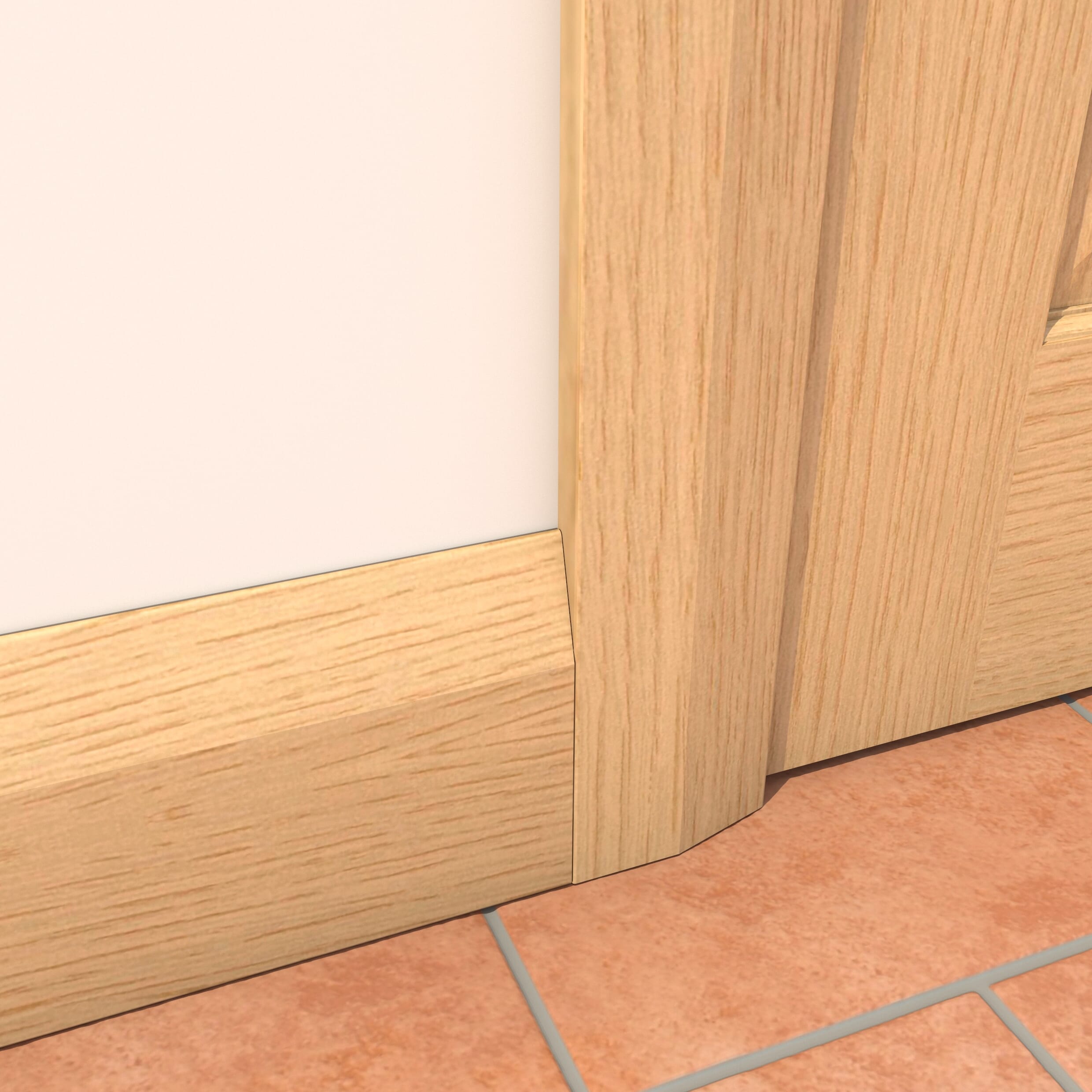 Prefinished Oak Chamfered Skirting - 4 x 3.6m Lengths (145mm x 16mm) at ...