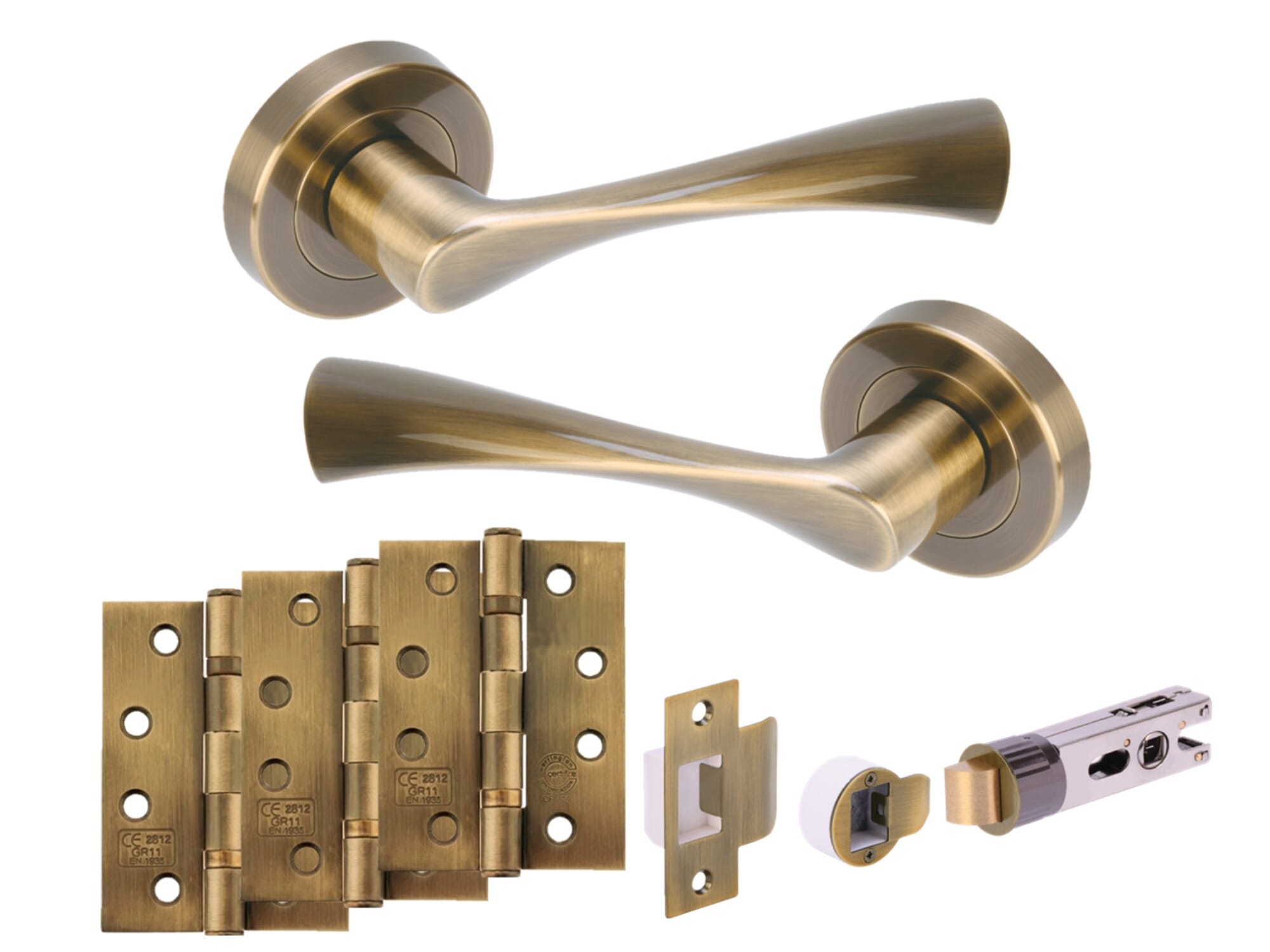Chellaston Antique Brass Bullet Handle Pack at Vivid Doors