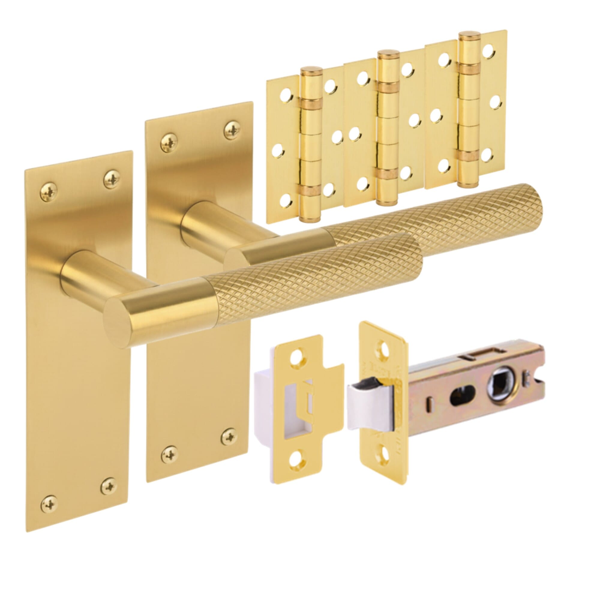Dexra Diamond Cut Satin Brass Handle Pack at Express Doors Direct
