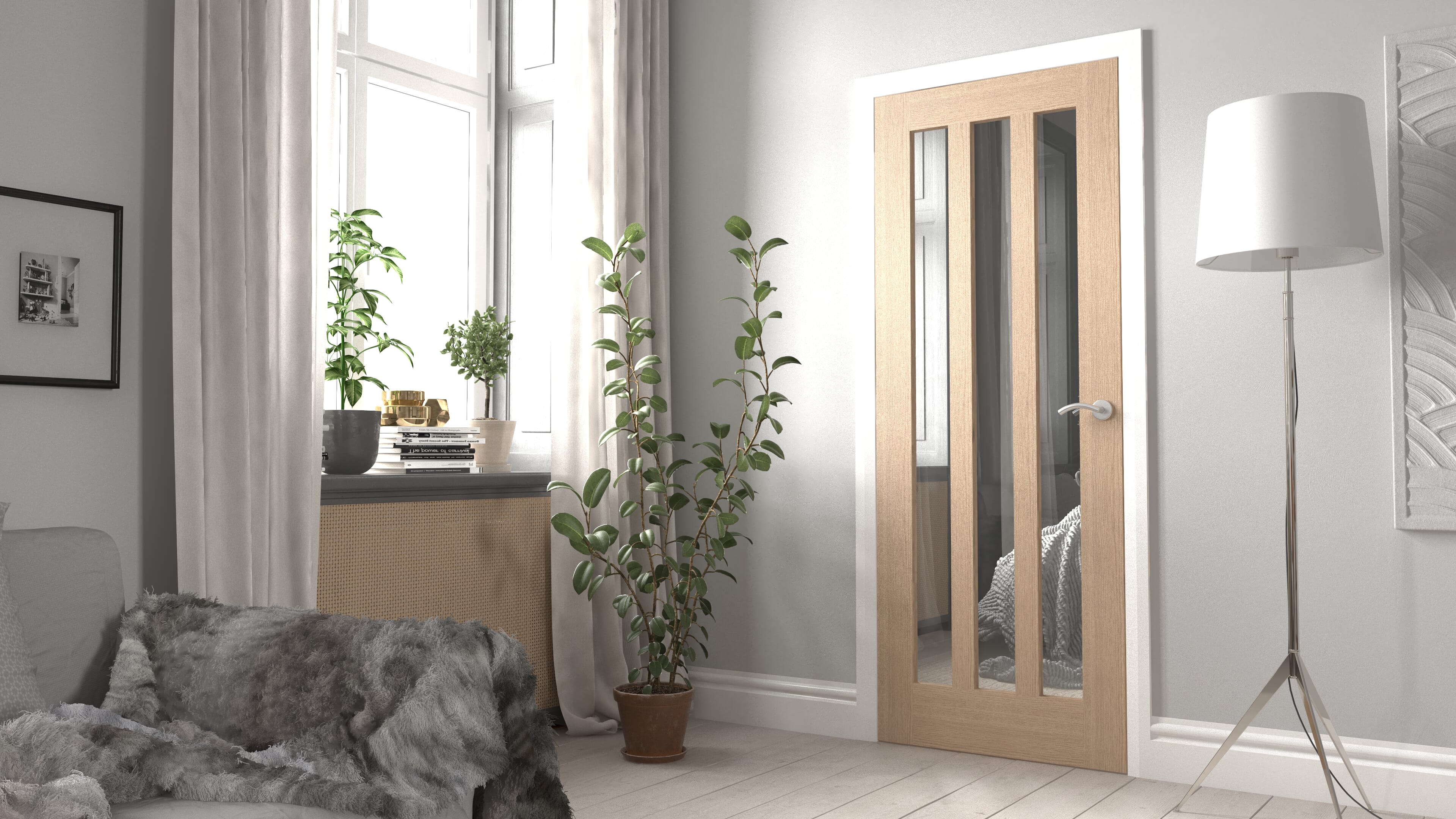 Aston Clear Glass Oak Internal Door Set at Express Doors Direct