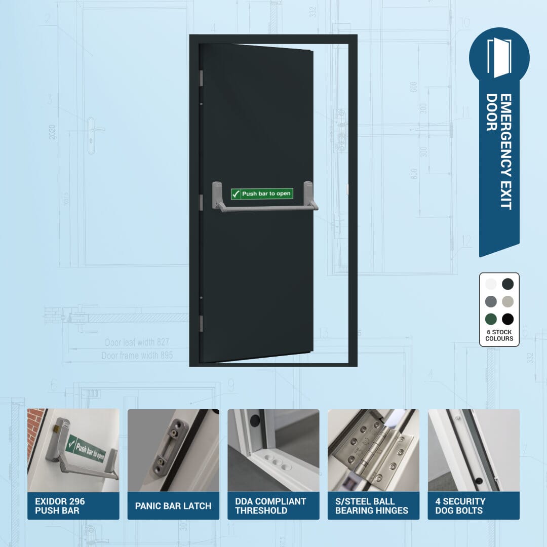 CLIMADOOR White Steel Fire Exit External Door Set at Vivid Doors