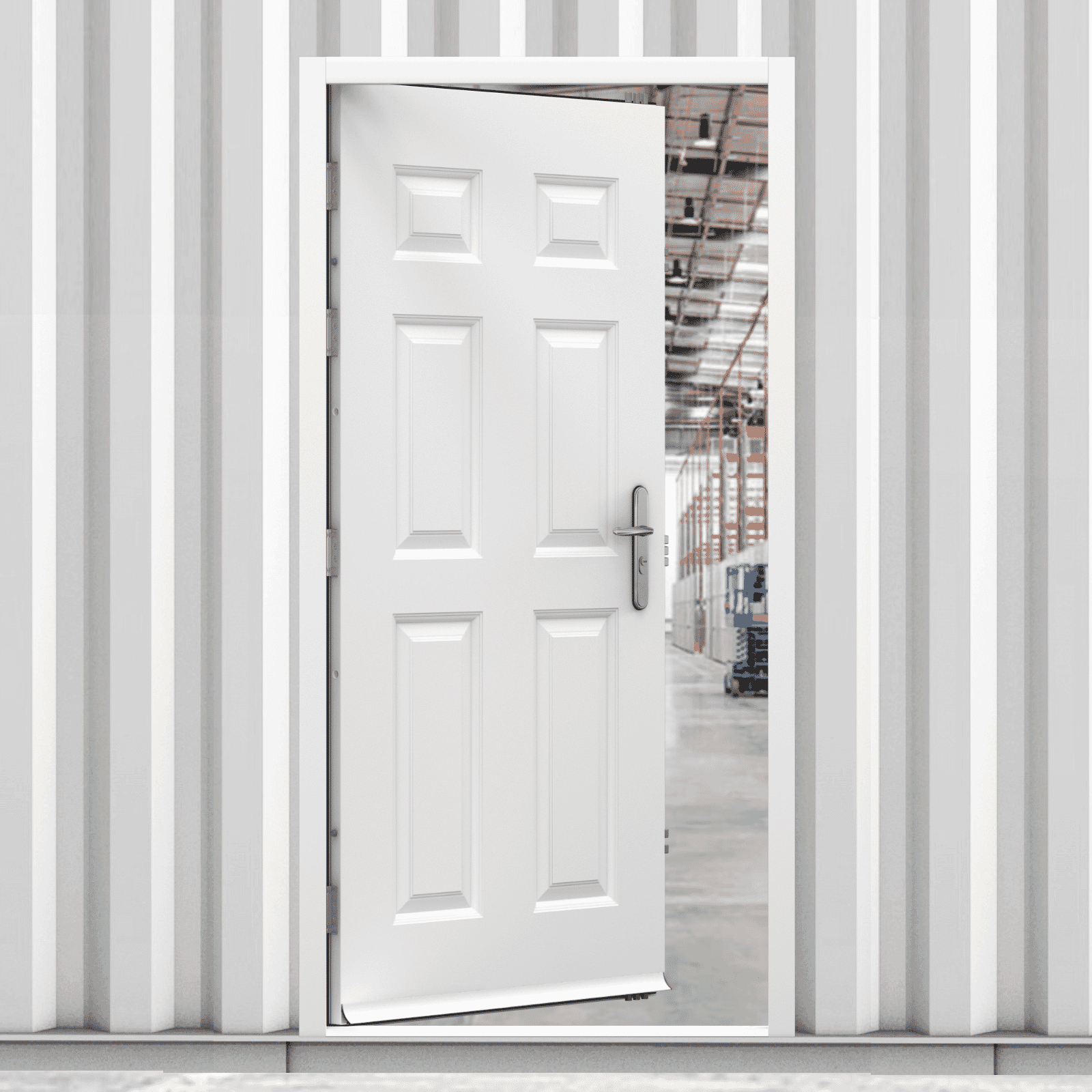 Climadoor White Steel 6 Panel Heavy Duty Personnel External Door Set At ...