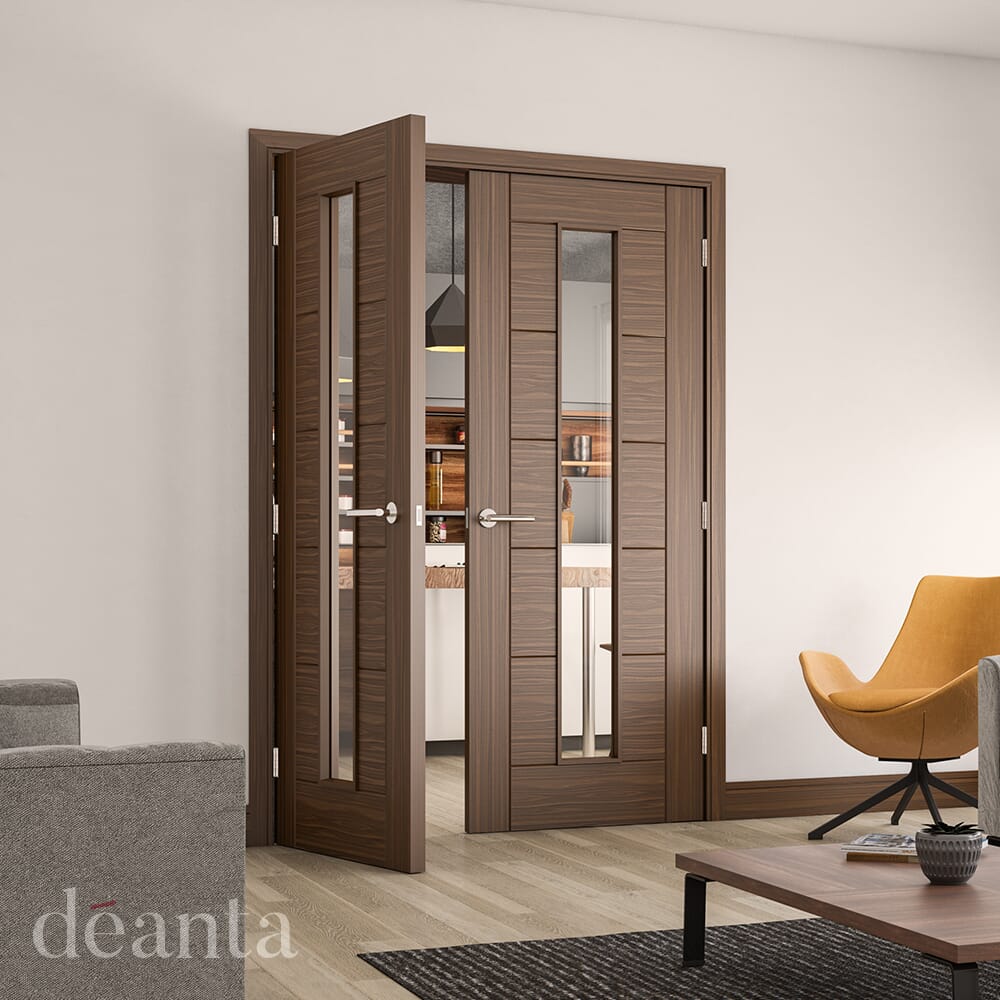 Seville Walnut Glazed Fire Door at Vibrant Doors