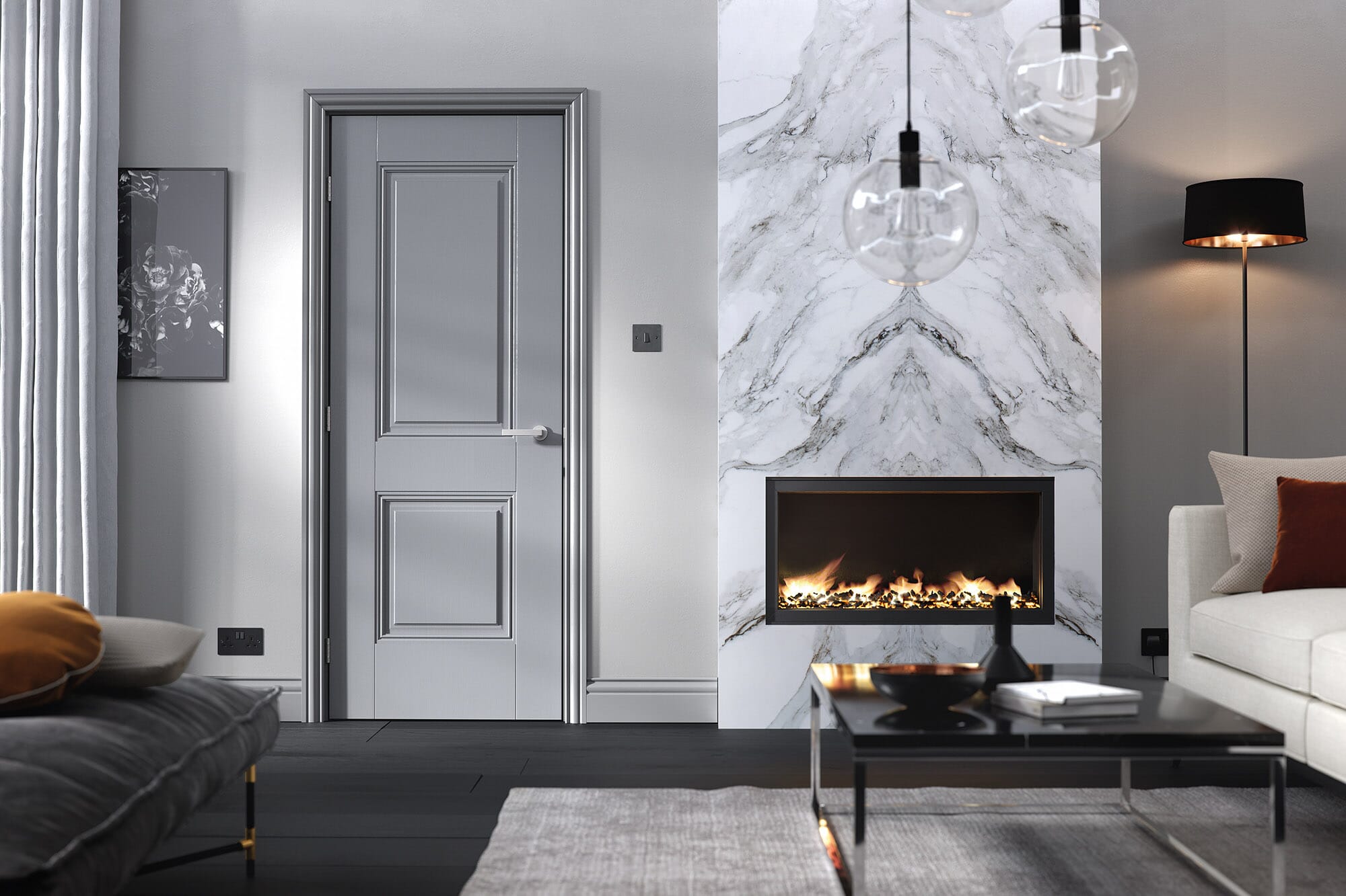 Arnhem Grey 2 Panel, Fire Doors | Express Doors Direct