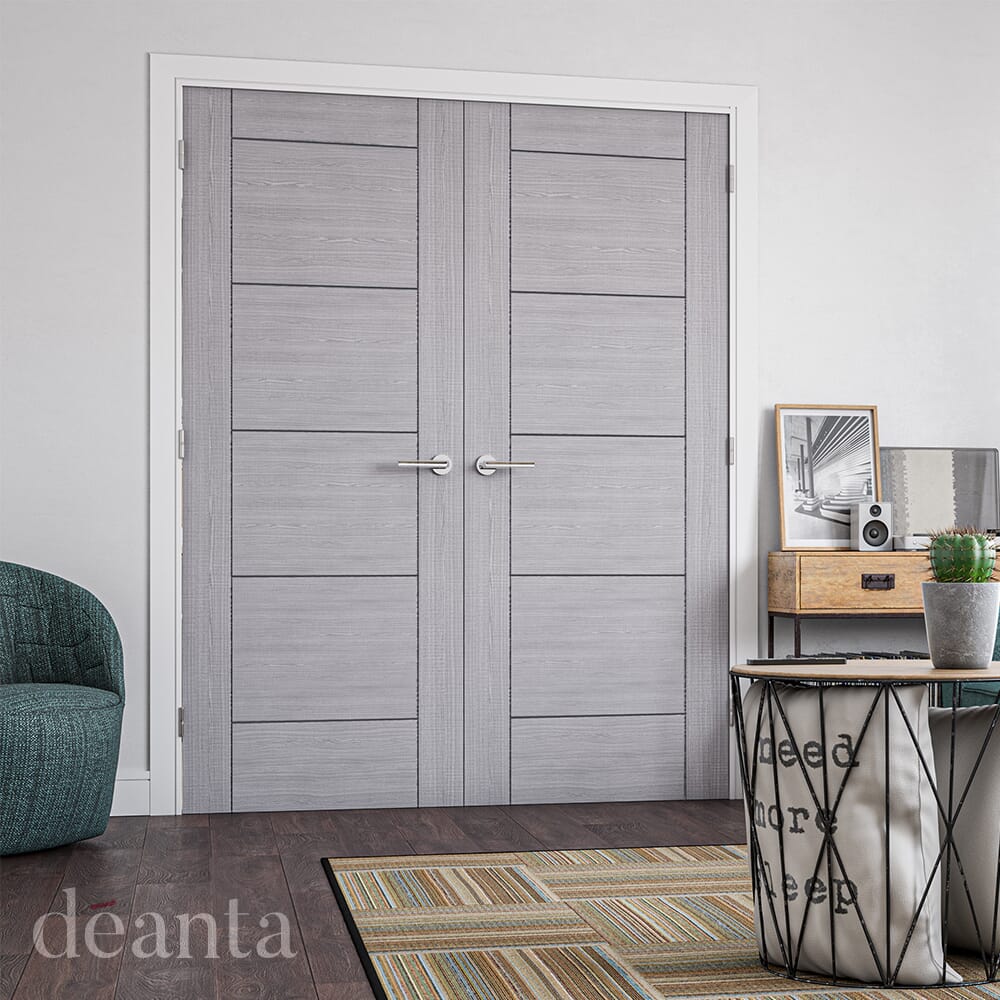 Montreal Light Grey Ash - Prefinished Fire Door at Vibrant Doors