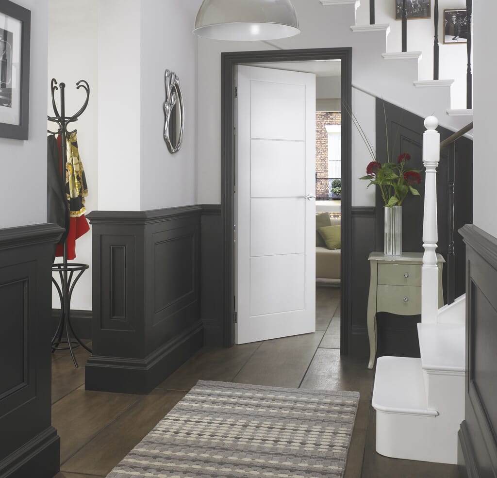 1981mm x 762mm x 44mm (30") Premdor White Moulded Ladder 4 Panel Fire ...