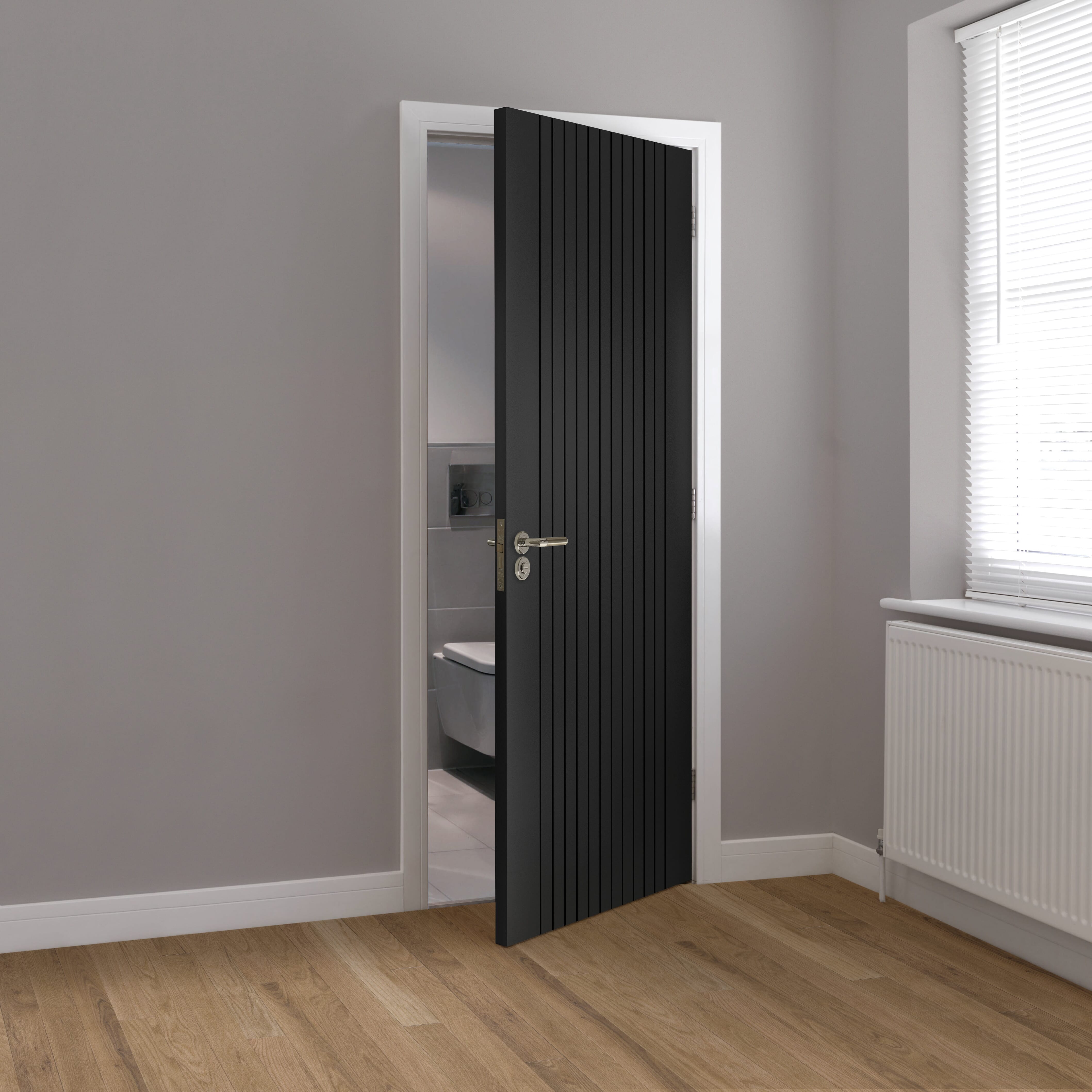 Aria Black Laminate Fire Door at Vivid Doors
