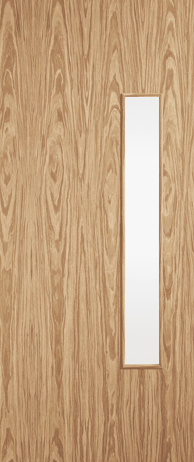 826x2040x44mm Flush Oak Prefinished 18G Clear Glazed Fire Door at ...