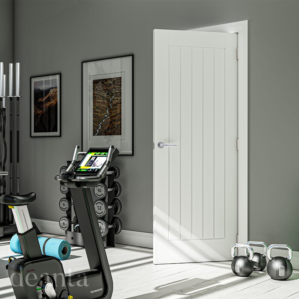 838x1981x54mm (33") Ely White Primed FD60 Fire Door at Vibrant Doors