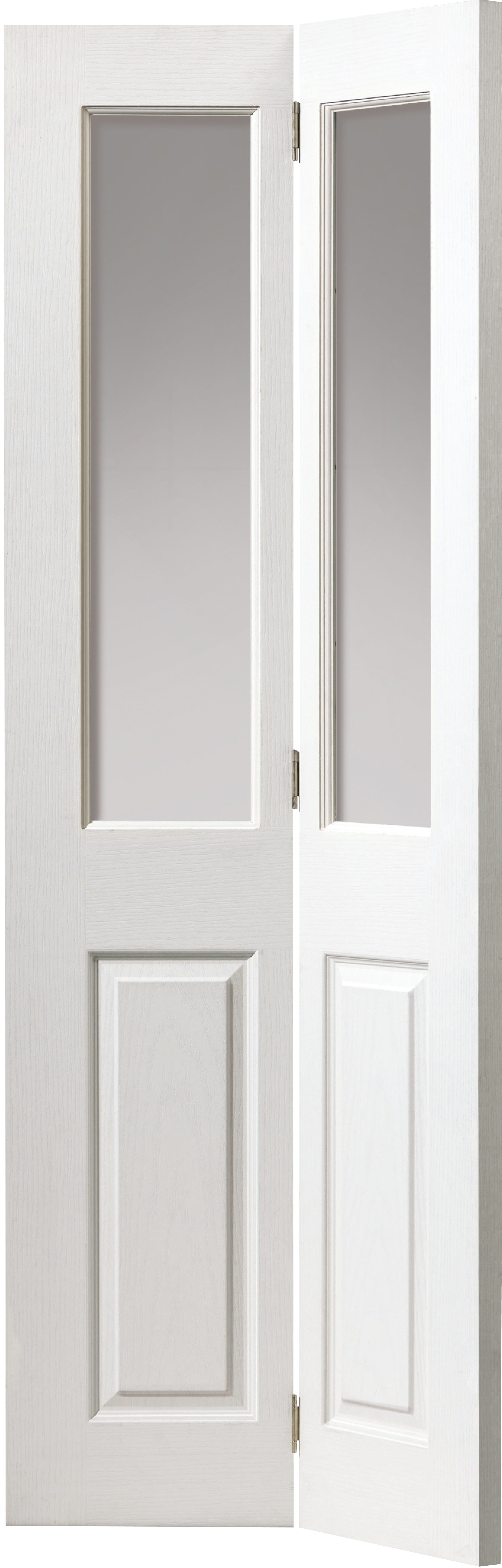 Canterbury White Grained Bi-Fold - Clear Glass at Express Doors Direct