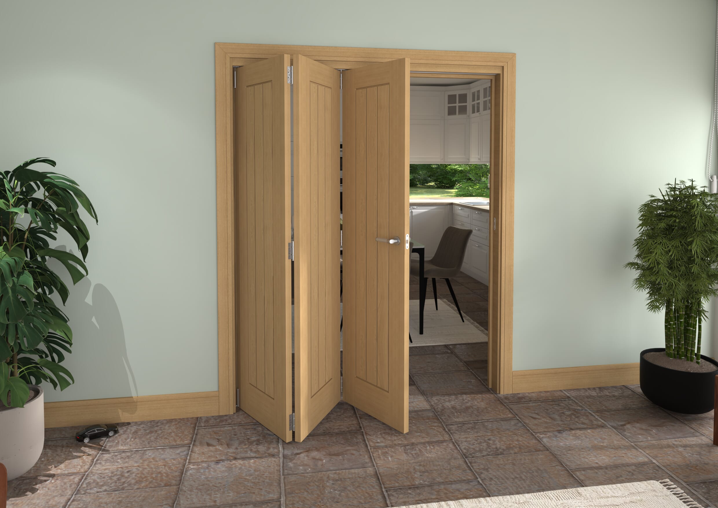 Prefinished Mexicano Oak 3 Door Roomfold Grande (3 + 0 X 533mm Doors ...