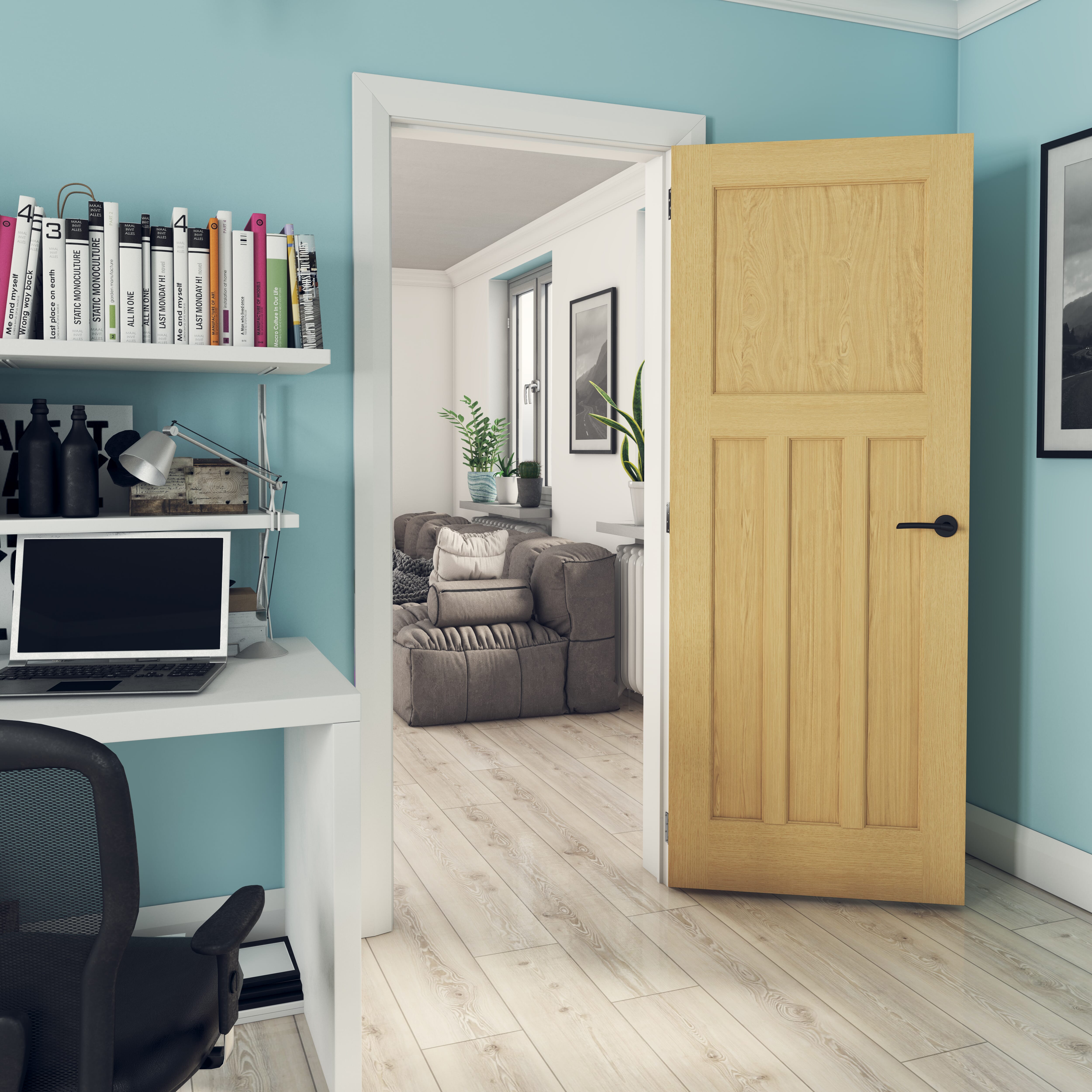 1981 x 686 x 35mm (27") Oak DX 30s Style Internal Door (VDX27OAK) at Vibrant Doors