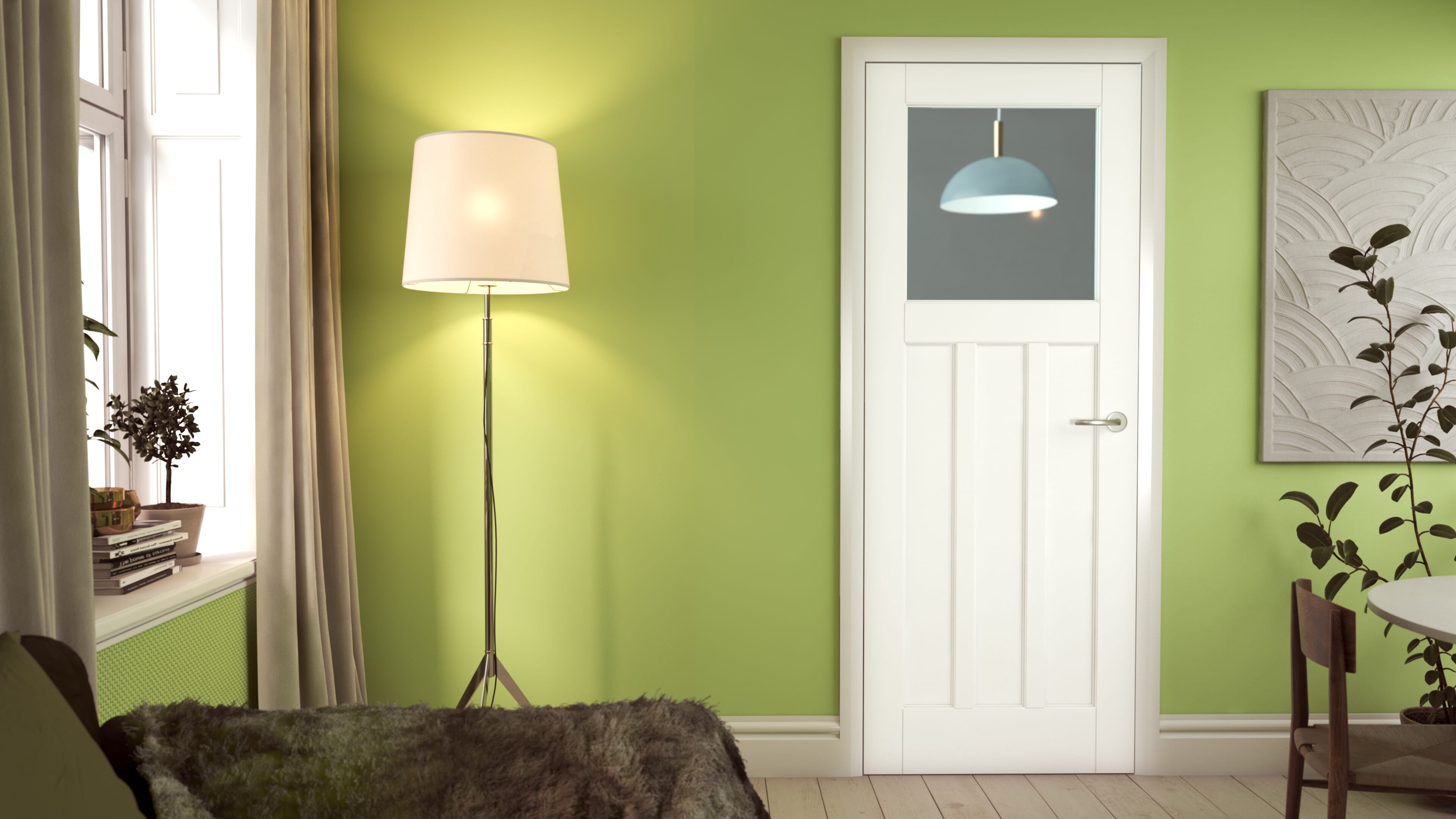 1981 x 686 x 35mm (27") White Primed DX - Clear Glass Internal Door ...