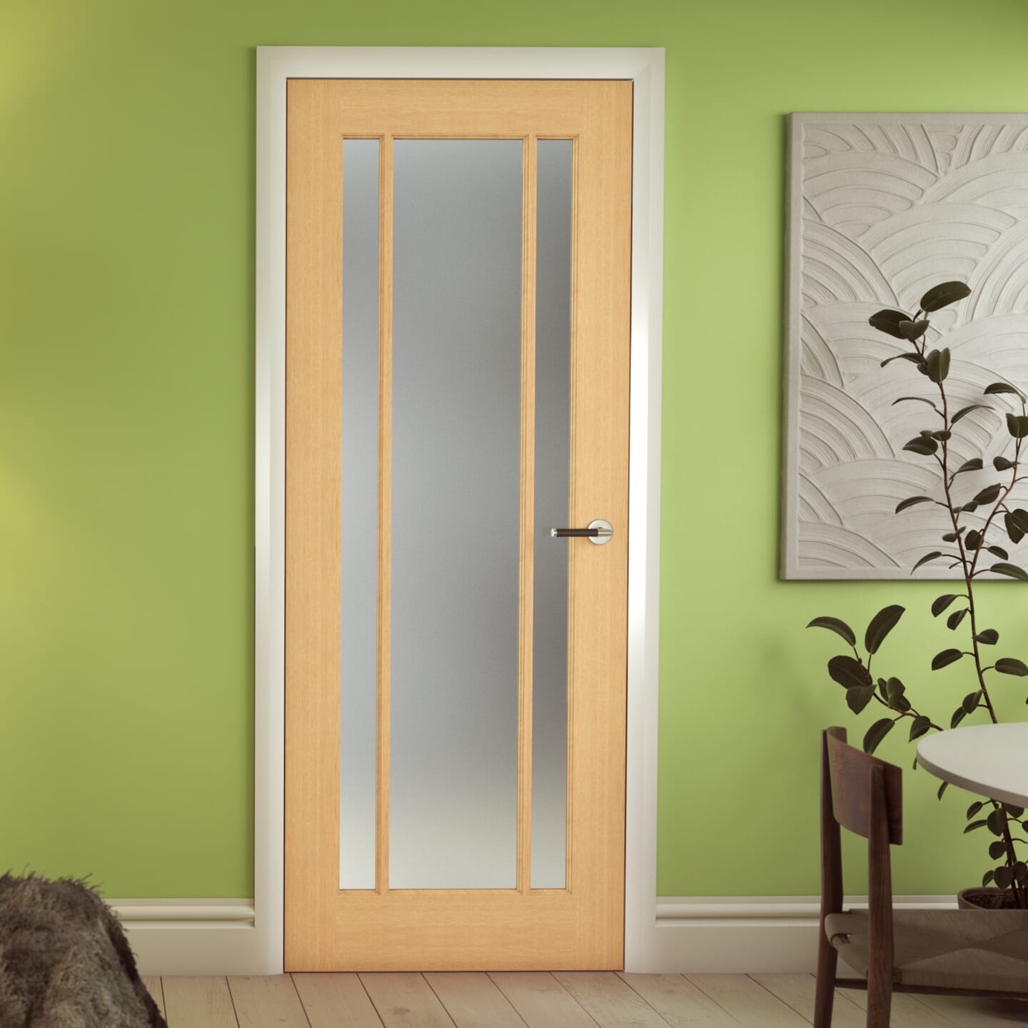 Worcester Oak 3 Lite Frosted Glazed Internal Door At Green And Taylor