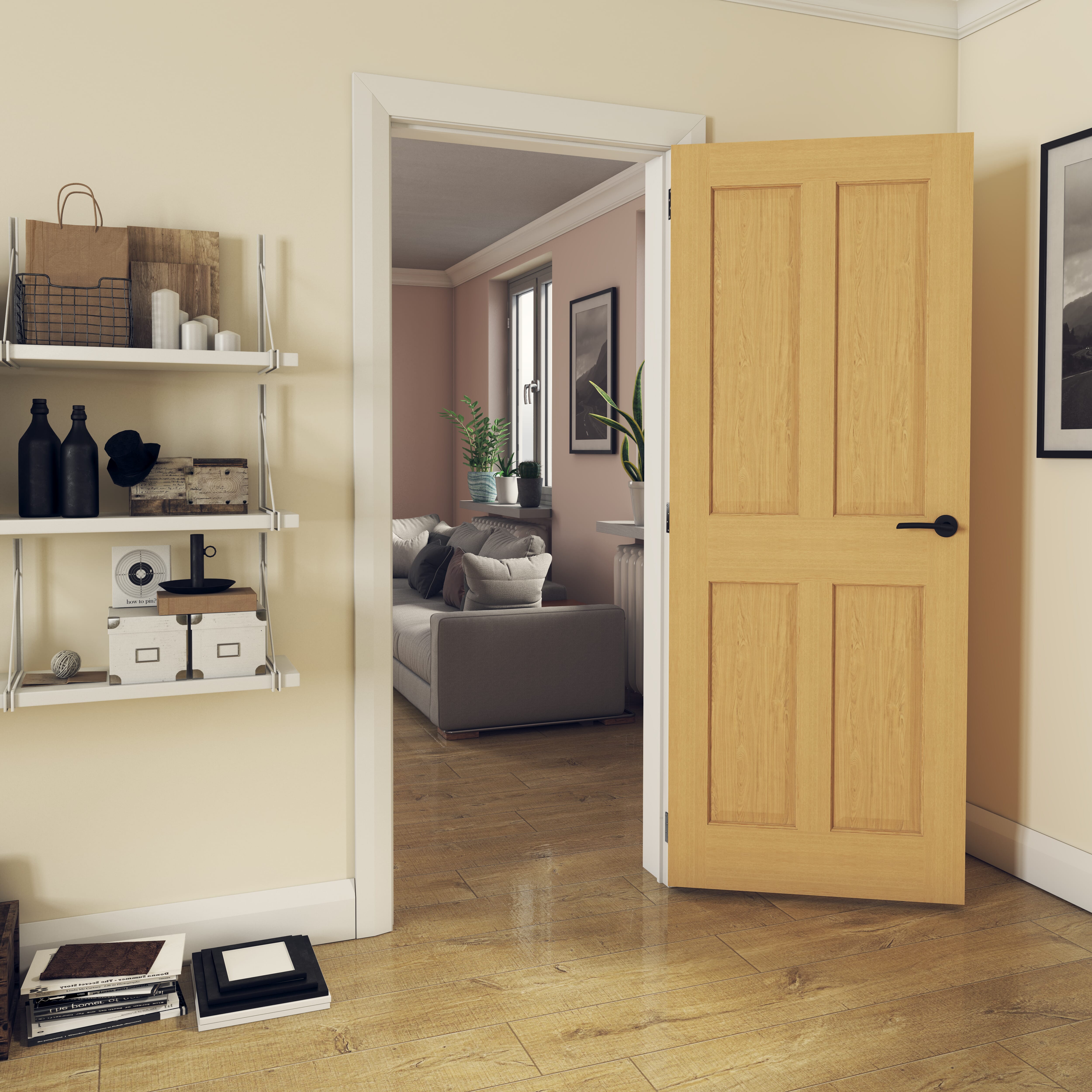 1981 x 762 x 35mm (30") Traditional Victorian Oak 4 Panel - Prefinished ...