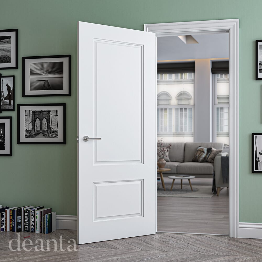 626x2040x40mm Madison White 2 Panel Door at Express Doors Direct