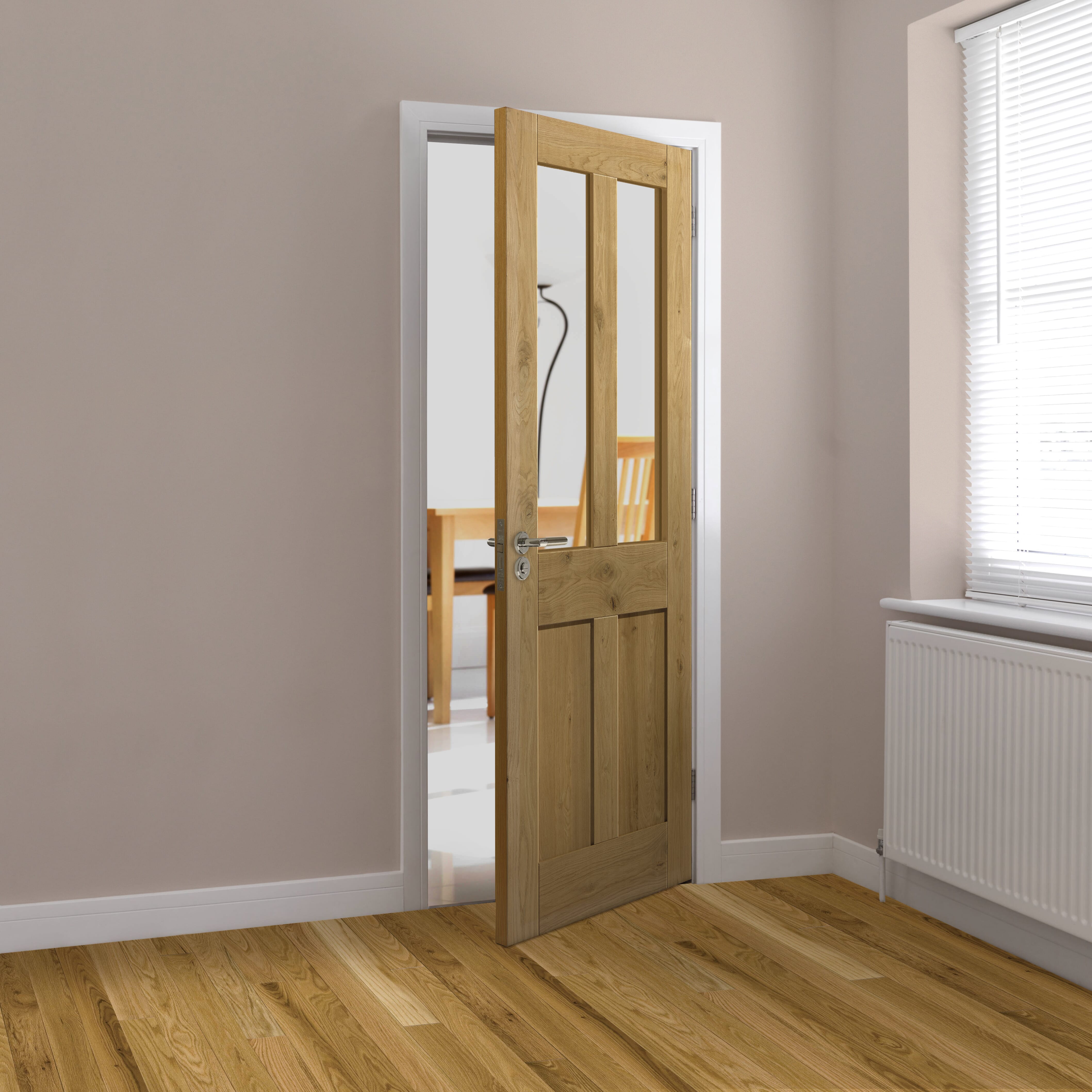 Rustic Oak 4 Panel Glazed - Prefinished Internal Doors at Vivid Doors