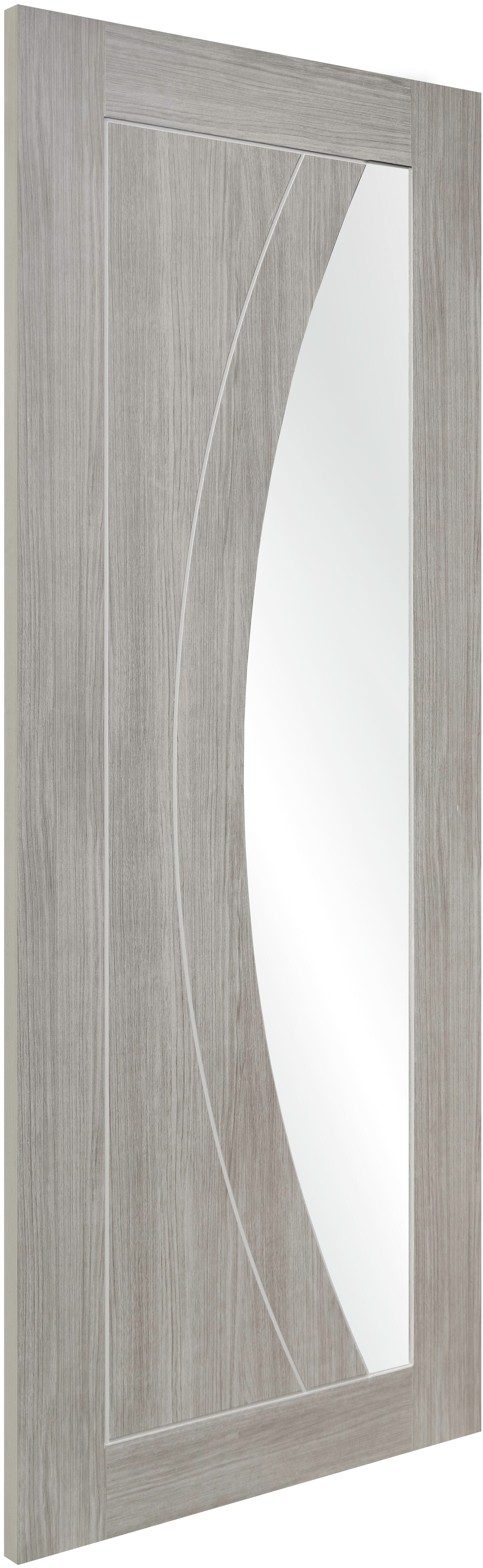 2040mm x 926mm x 40mm Salerno White Grey Laminate - Clear Glass Internal Door at Express Doors ...