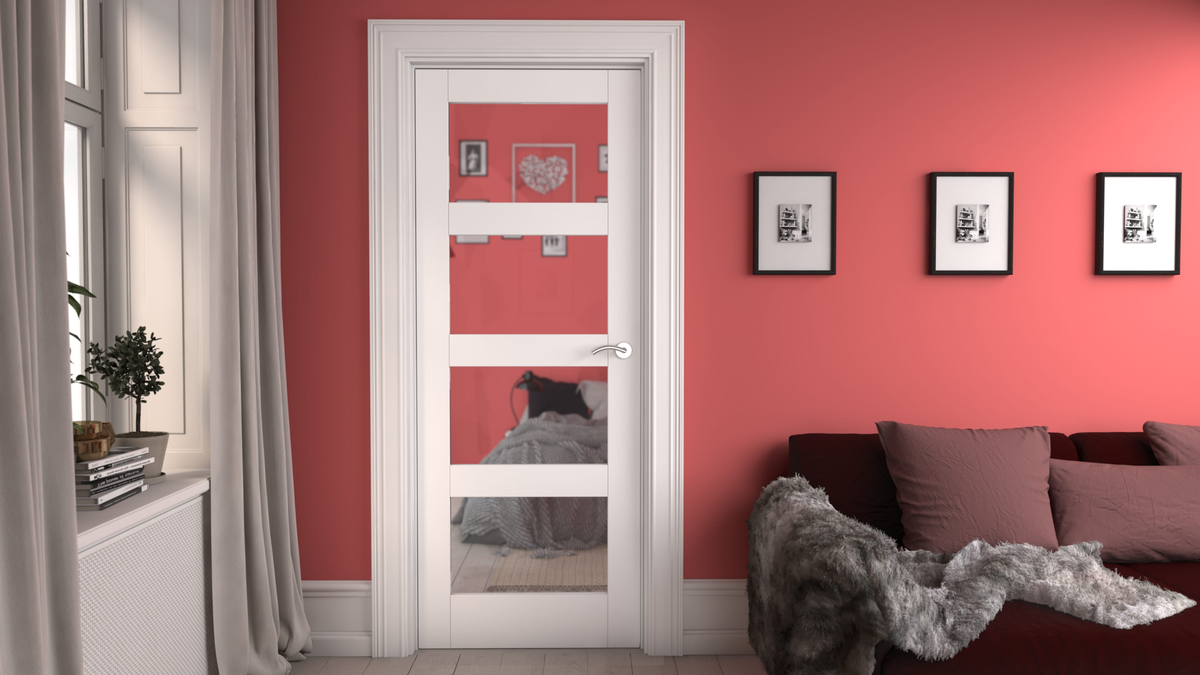 White Shaker 4L Clear Glass Internal Doors at Vivid Doors