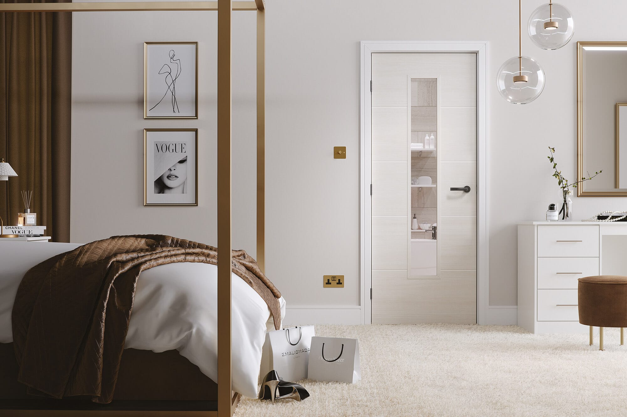 2040 x 726 x 40mm Santandor White 1L - Clear Glazed Internal Door ...