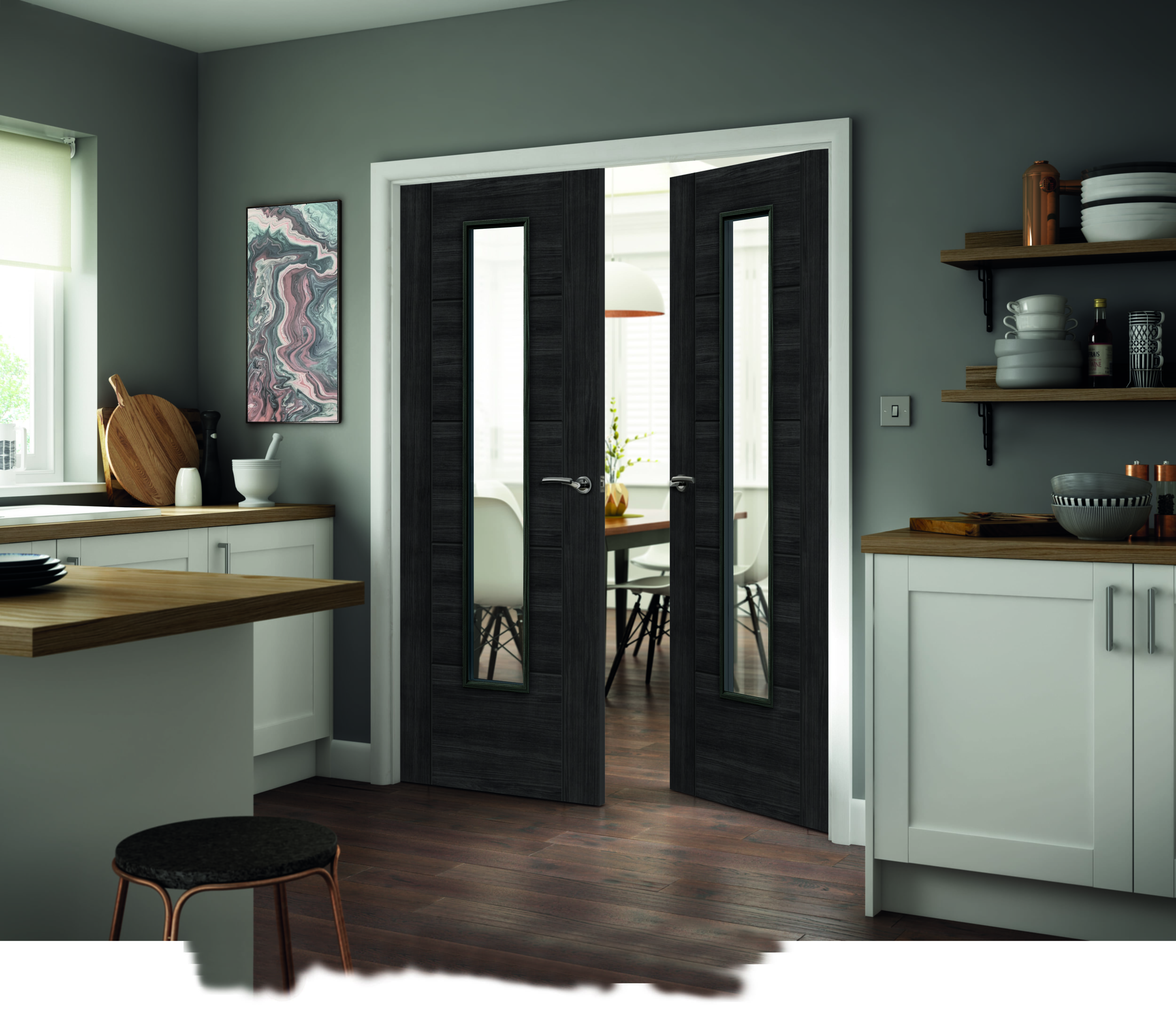 1981 x 686 x 35mm Tigris Cinza Glazed Internal Doors at Vibrant Doors