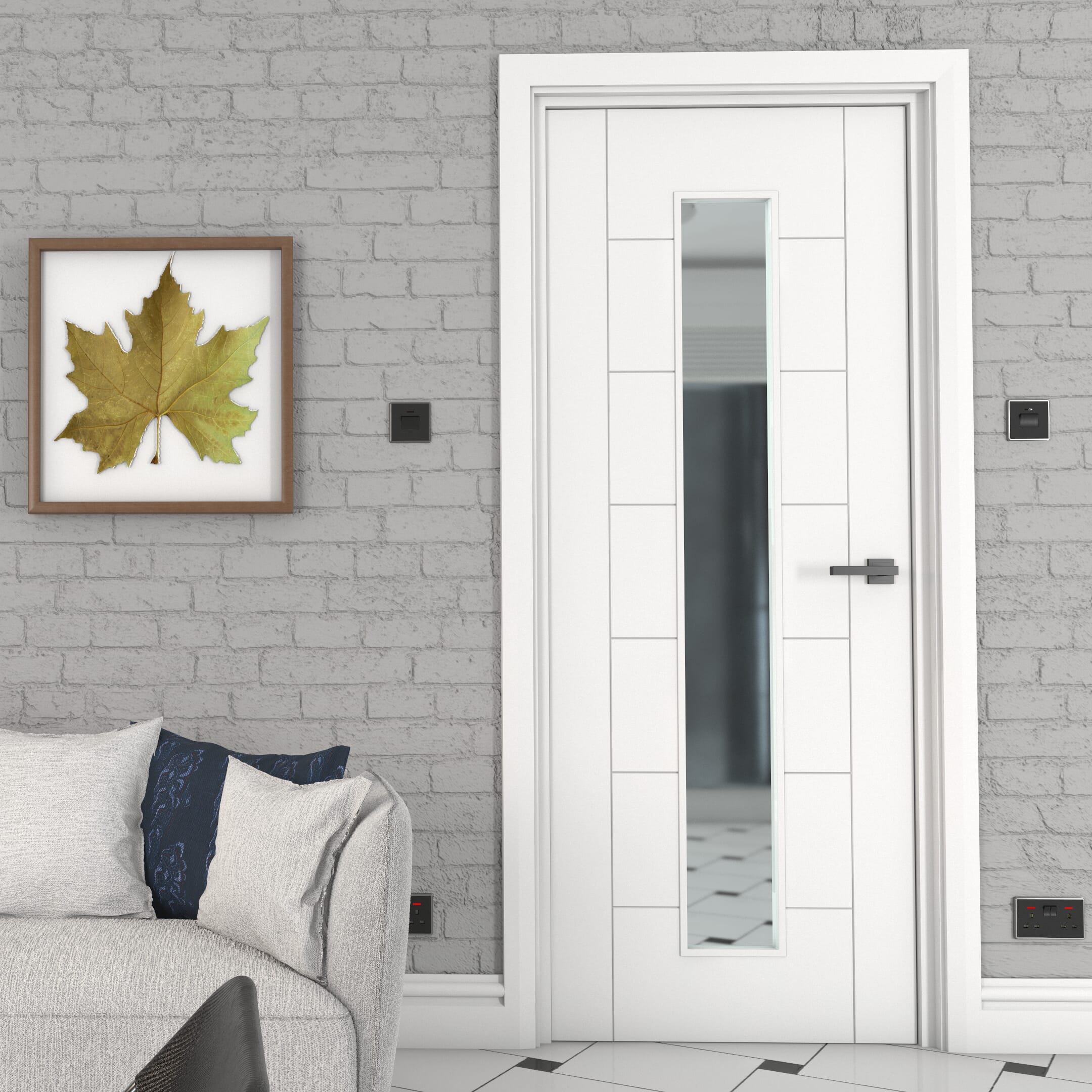 Modern 7 Panel White Clear Glazed Internal Doors at Vibrant Doors