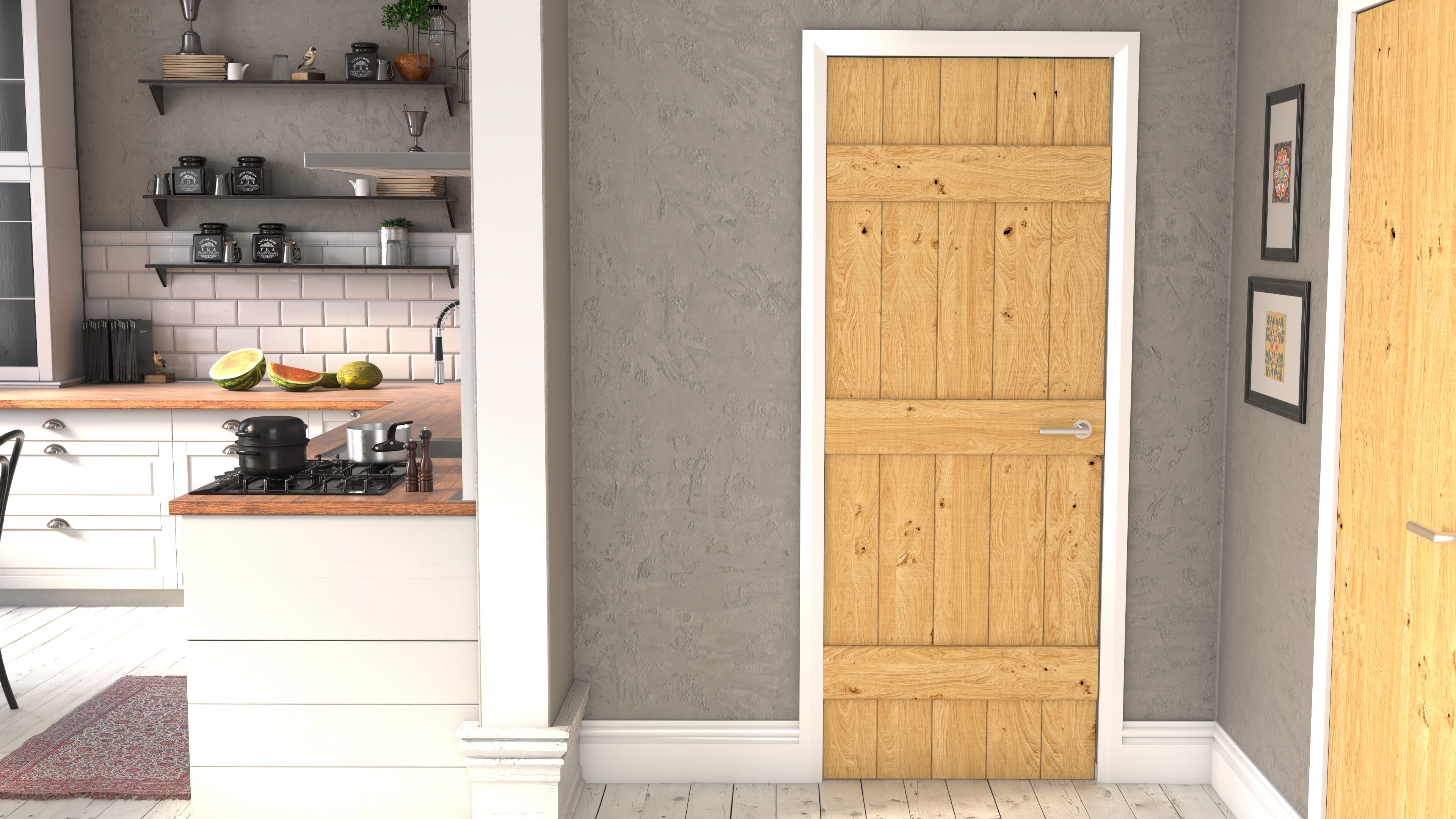 1981mm x 762mm x 40mm (30") Rustic Solid Oak Ledged Internal Doors at ...