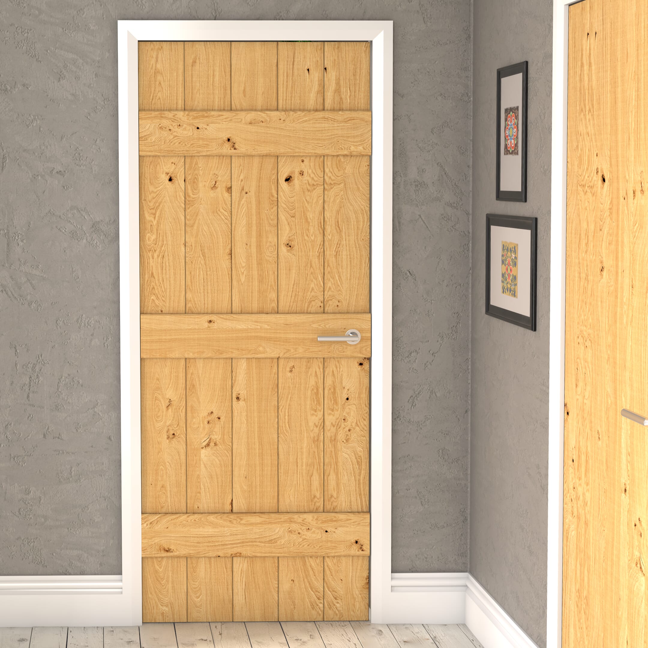 1981mm x 686mm x 40mm (27") Rustic Solid Oak Ledged Internal Doors at ...