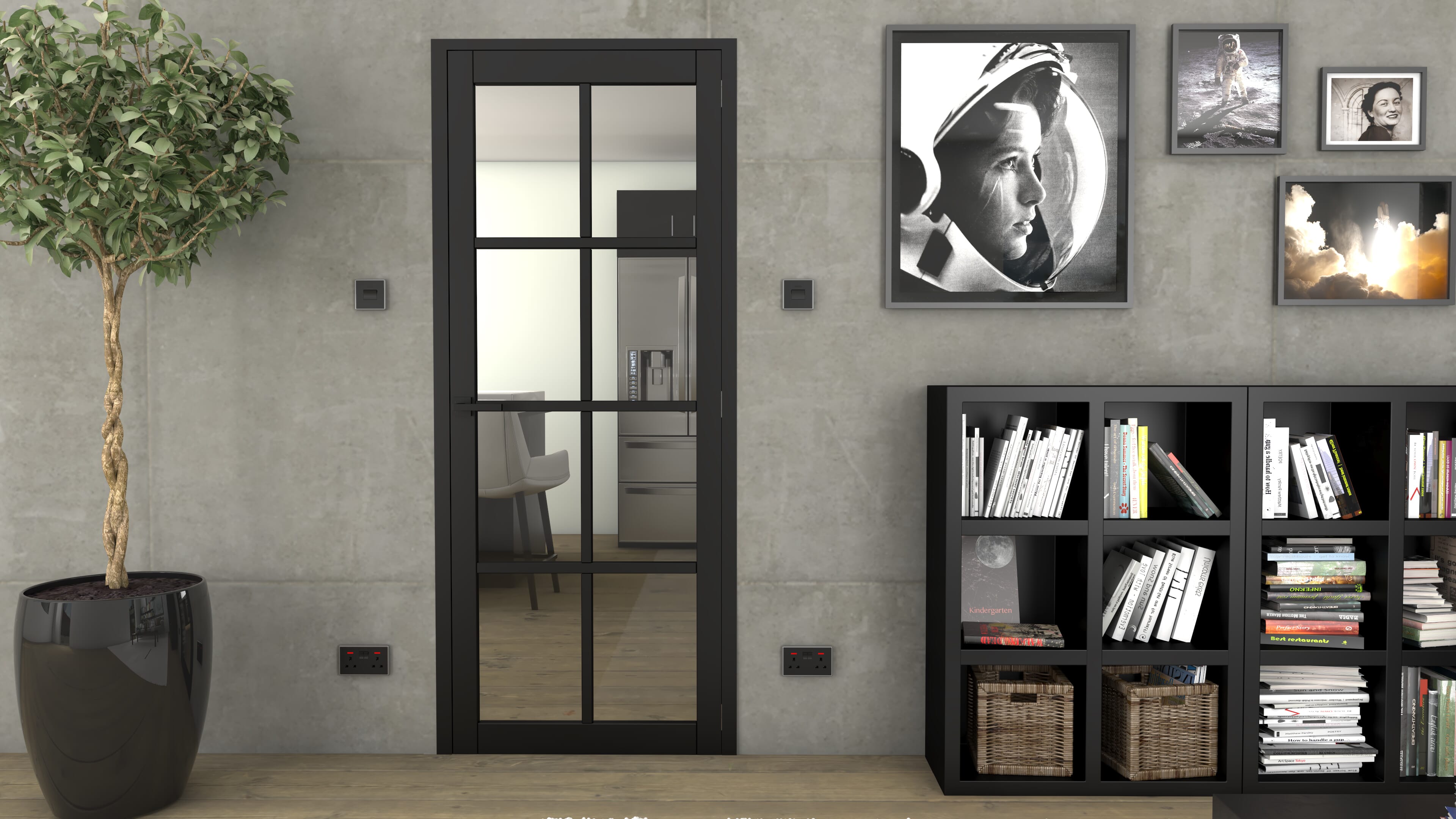 1981 x 762 x 35mm Mayfair Black 8L Glazed Internal Doors at Express ...