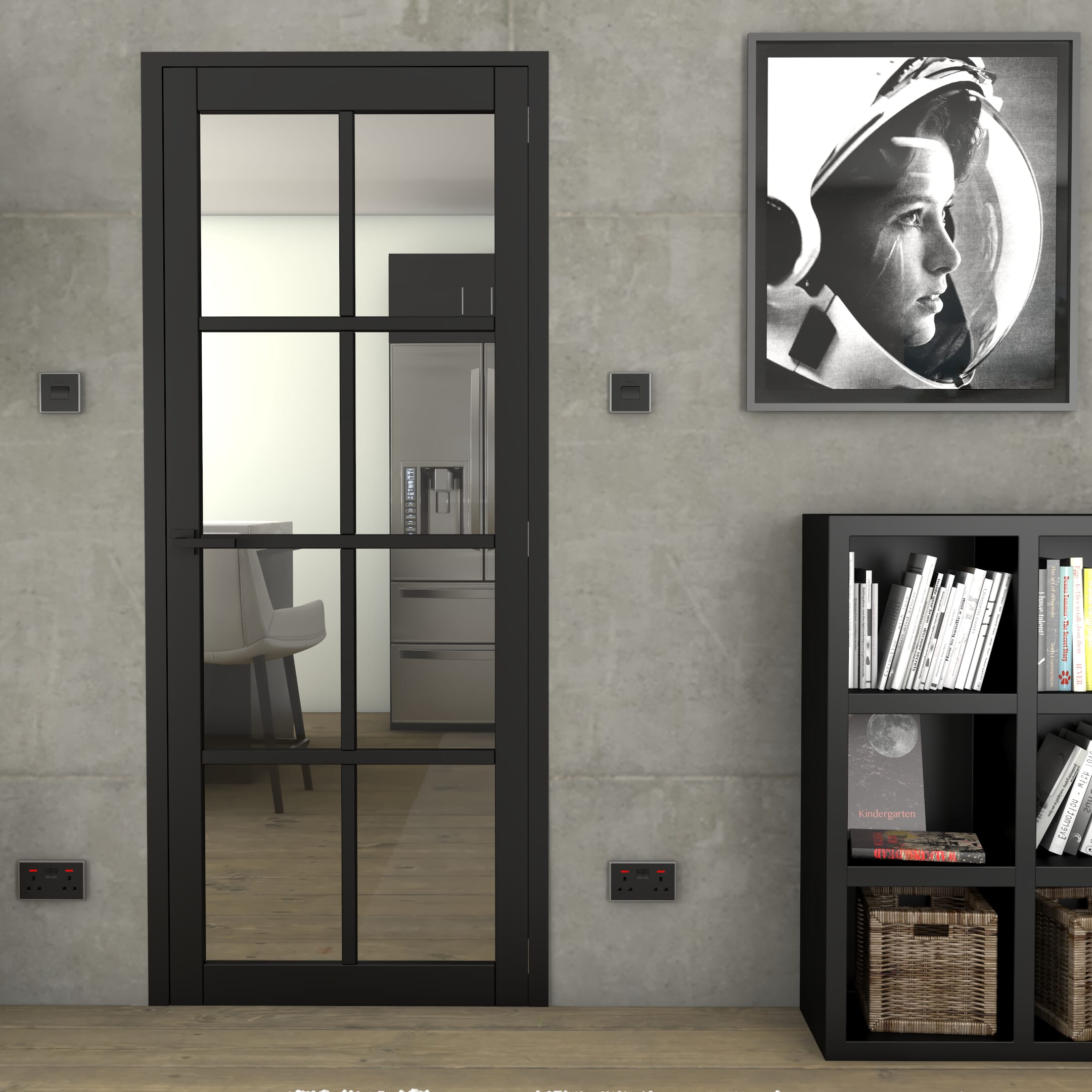 Mayfair Black 8L Glazed Internal Doors at Vivid Doors