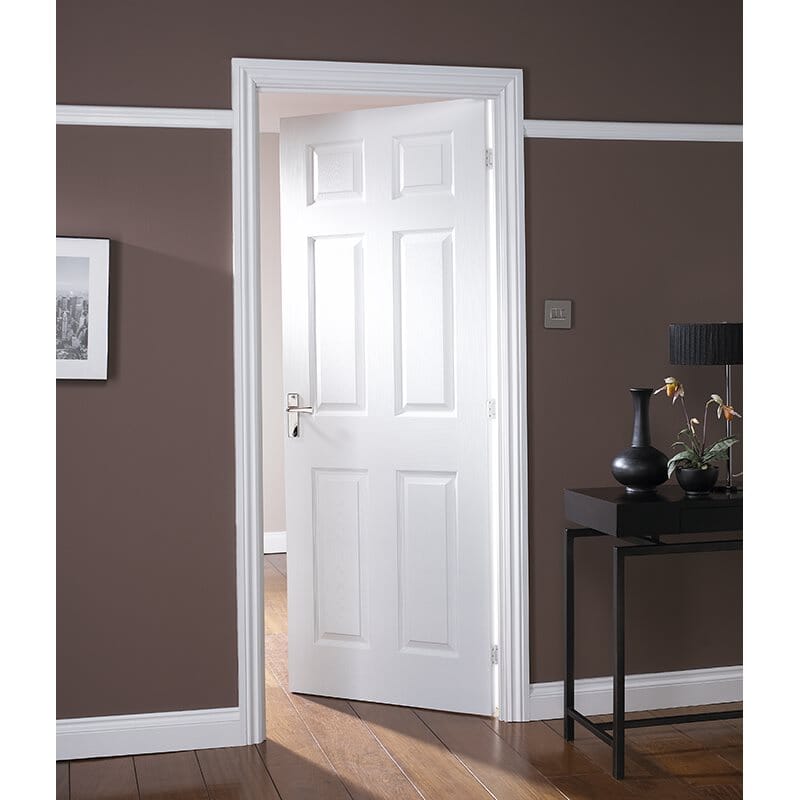 1981mm x 686mm x 35mm (27") White Moulded Textured 6 Panel Internal ...