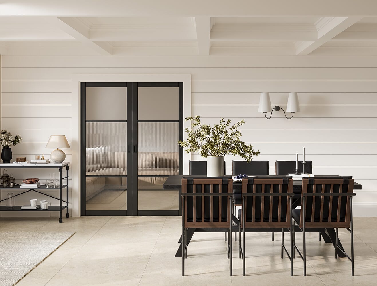 838x1981x35mm (33") Sutton Black - Reeded Glass Internal Doors at ...