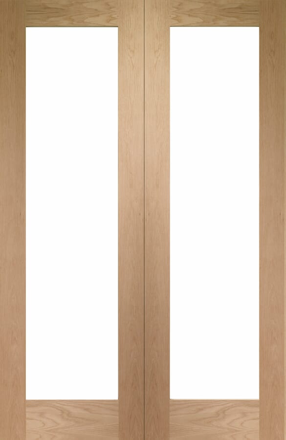 Oak Pattern 20 Clear Glazed Rebated Pair Door from Doors & More