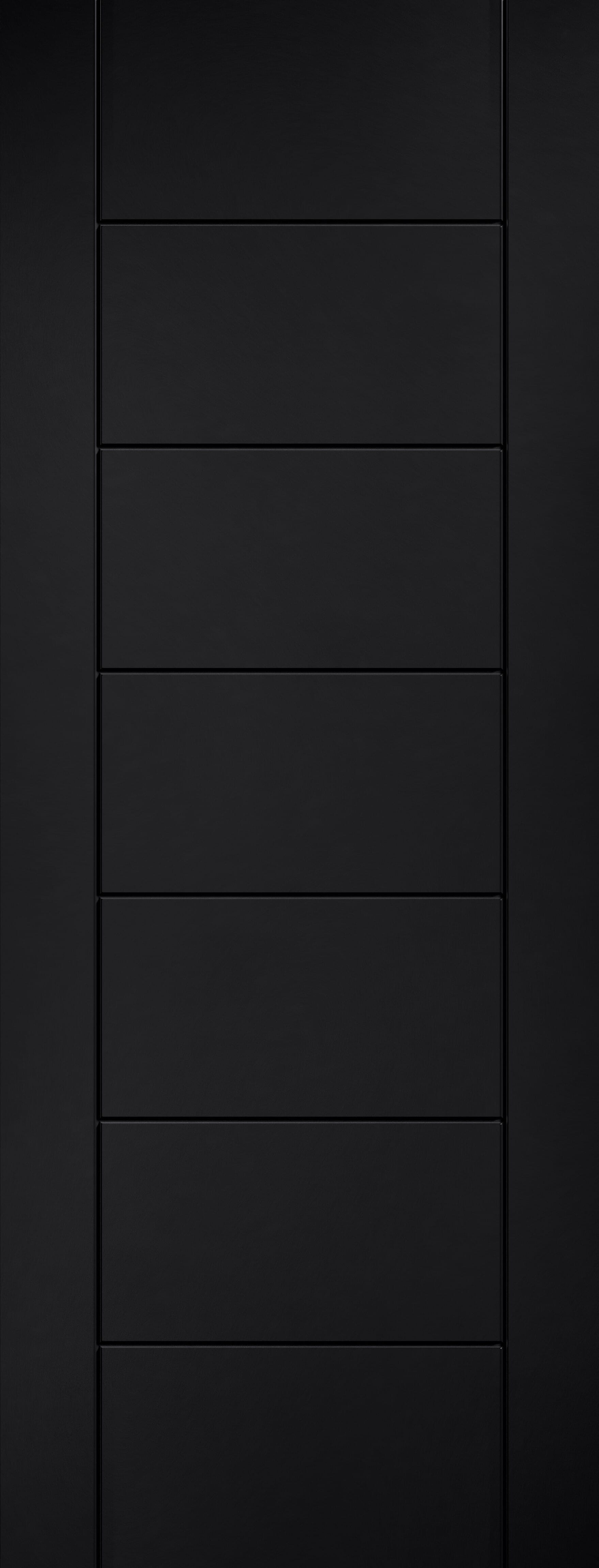 Linear 7 Panel Black Laminate Fire Door at Vivid Doors