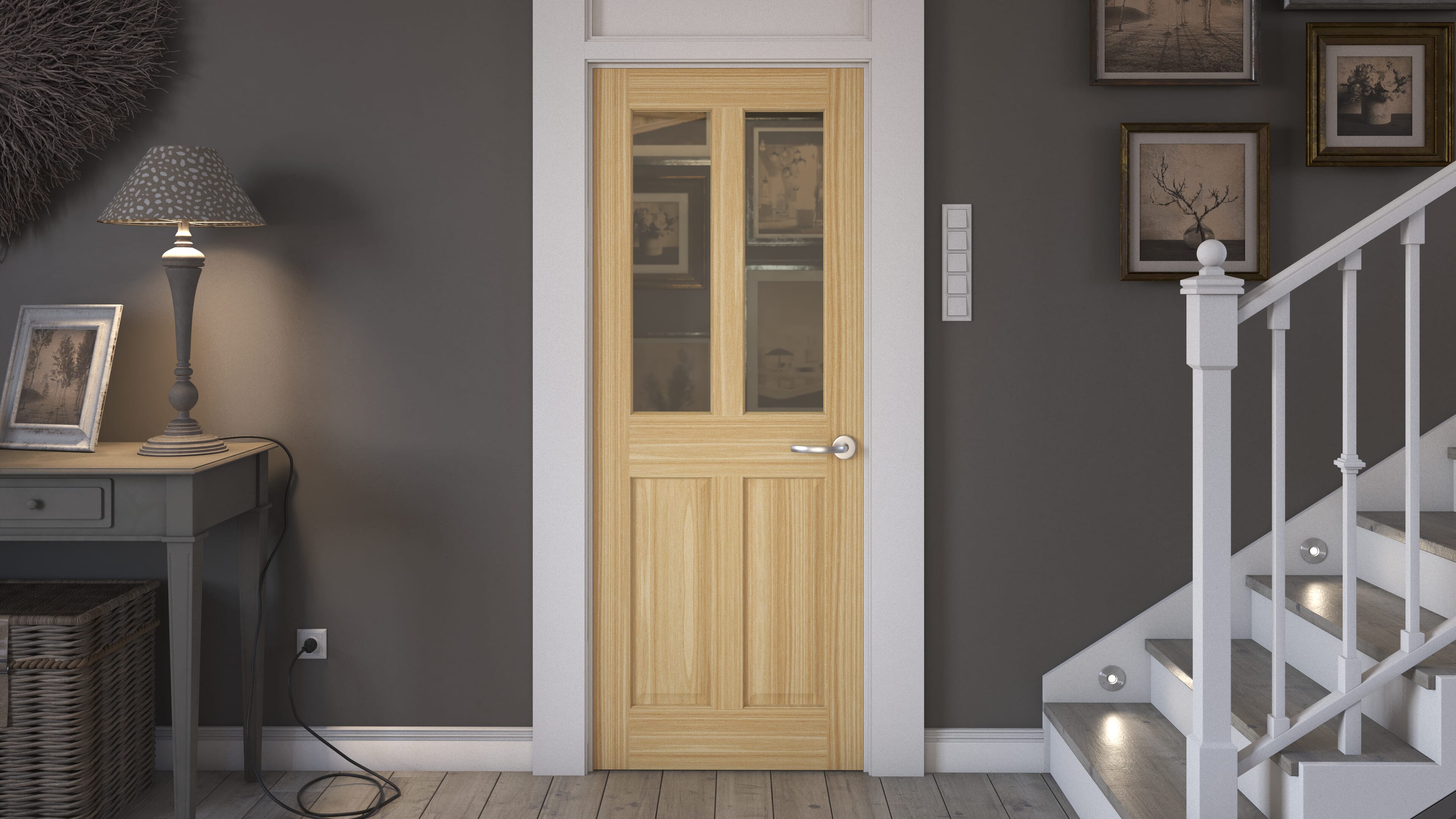 838x1981x35mm (33") Traditional Victorian Pine 4 Panel Glazed Internal ...