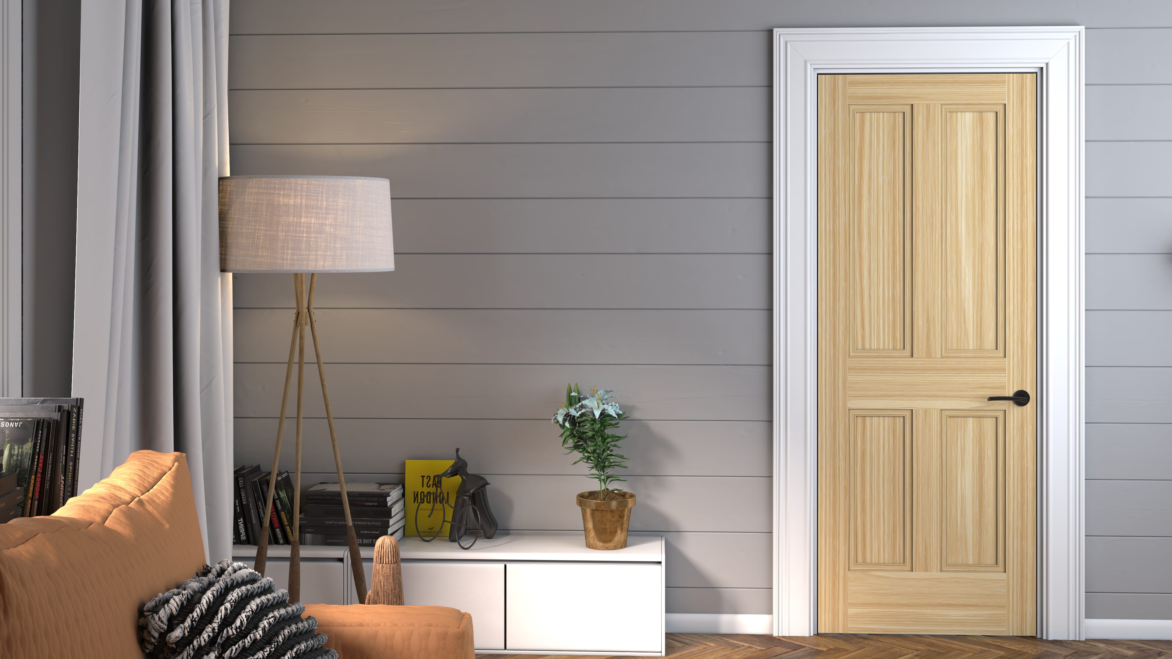 610x1981x35mm (24") Islington Clear Pine 4 Panel Internal Doors at Vibrant Doors