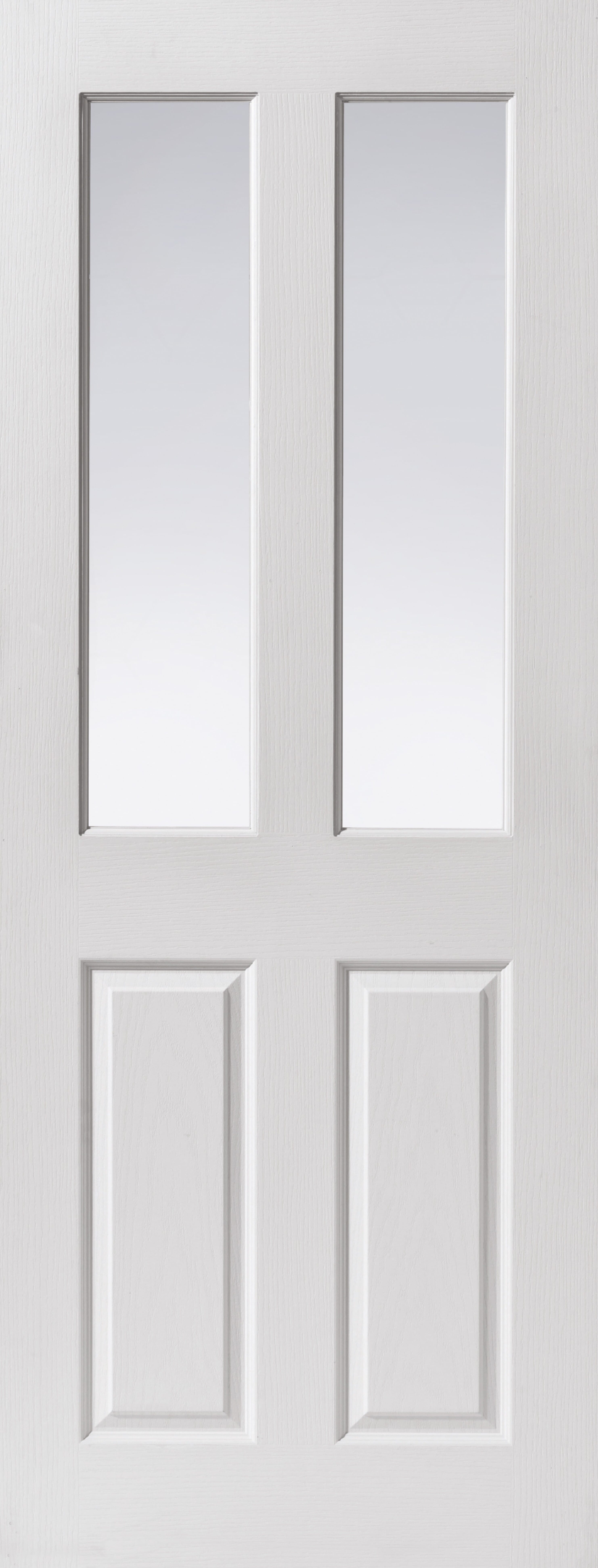 White Grained Canterbury 2 Light Clear Glass Door - 1981mm x 762mm x ...