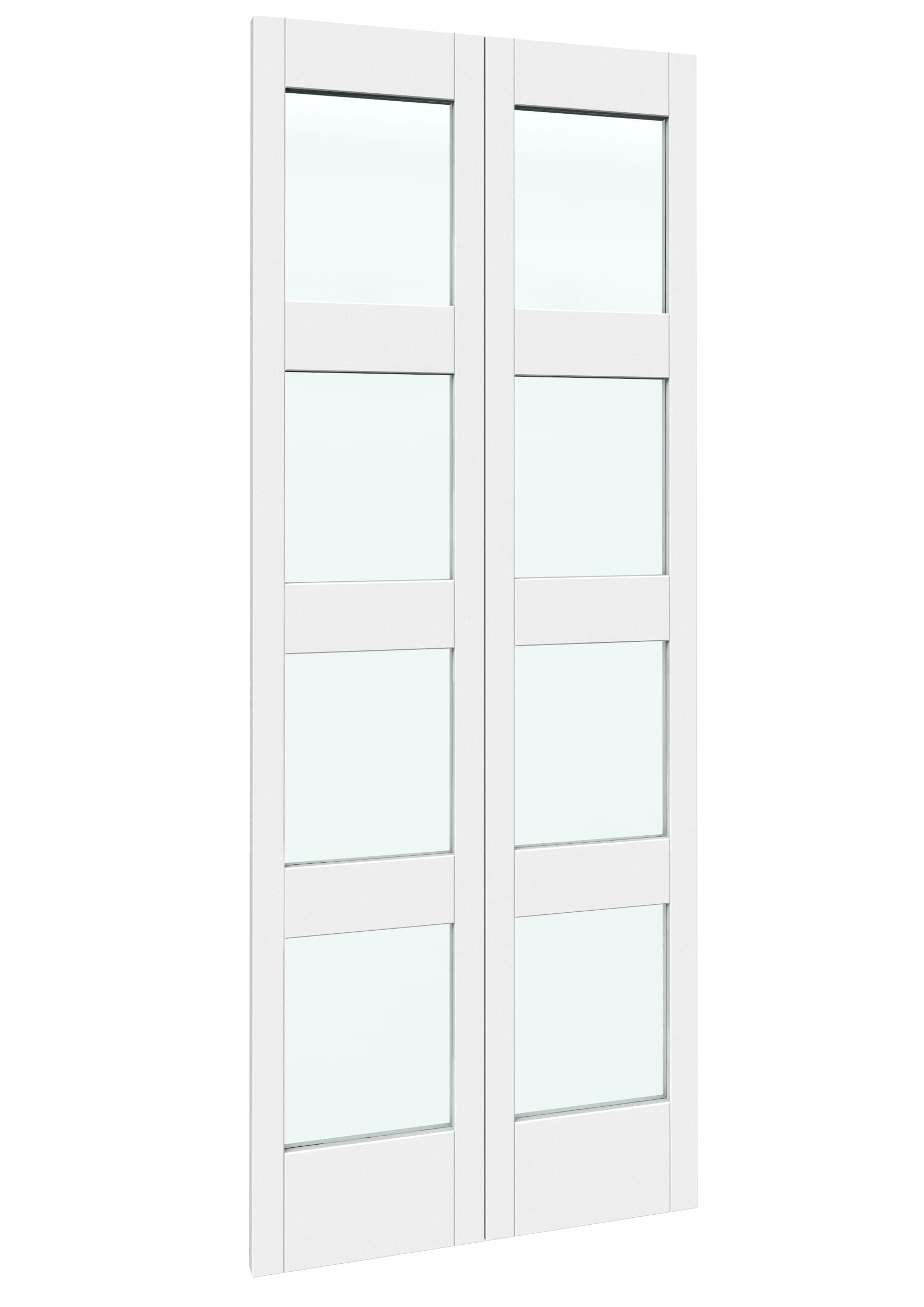 762x1981x35mm (30") White Shaker 4 Light Clear Glass Bi-fold Doors at ...