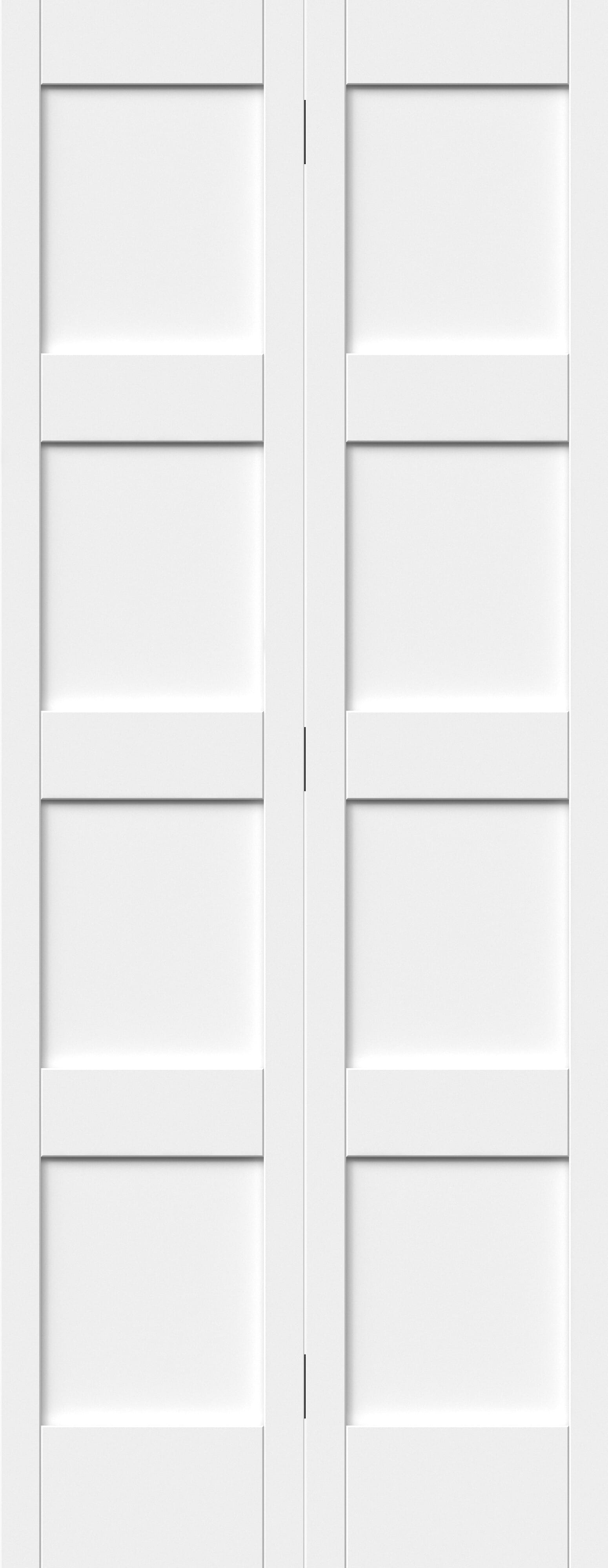 762x1981x35mm (30") White Shaker 4 Panel Bi-fold Doors at Vibrant Doors