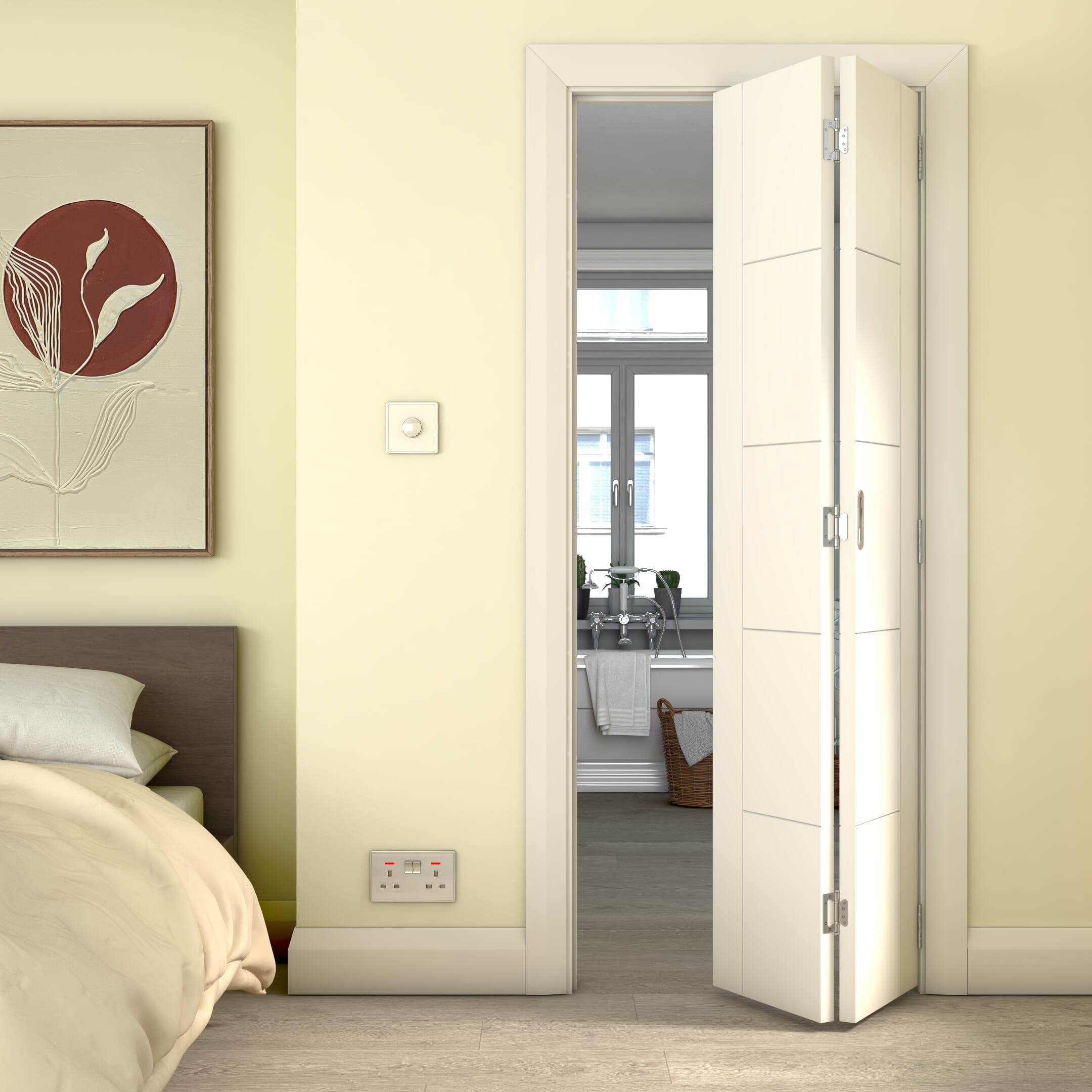 White Iseo Prefinished Bi-fold Doors at Vivid Doors