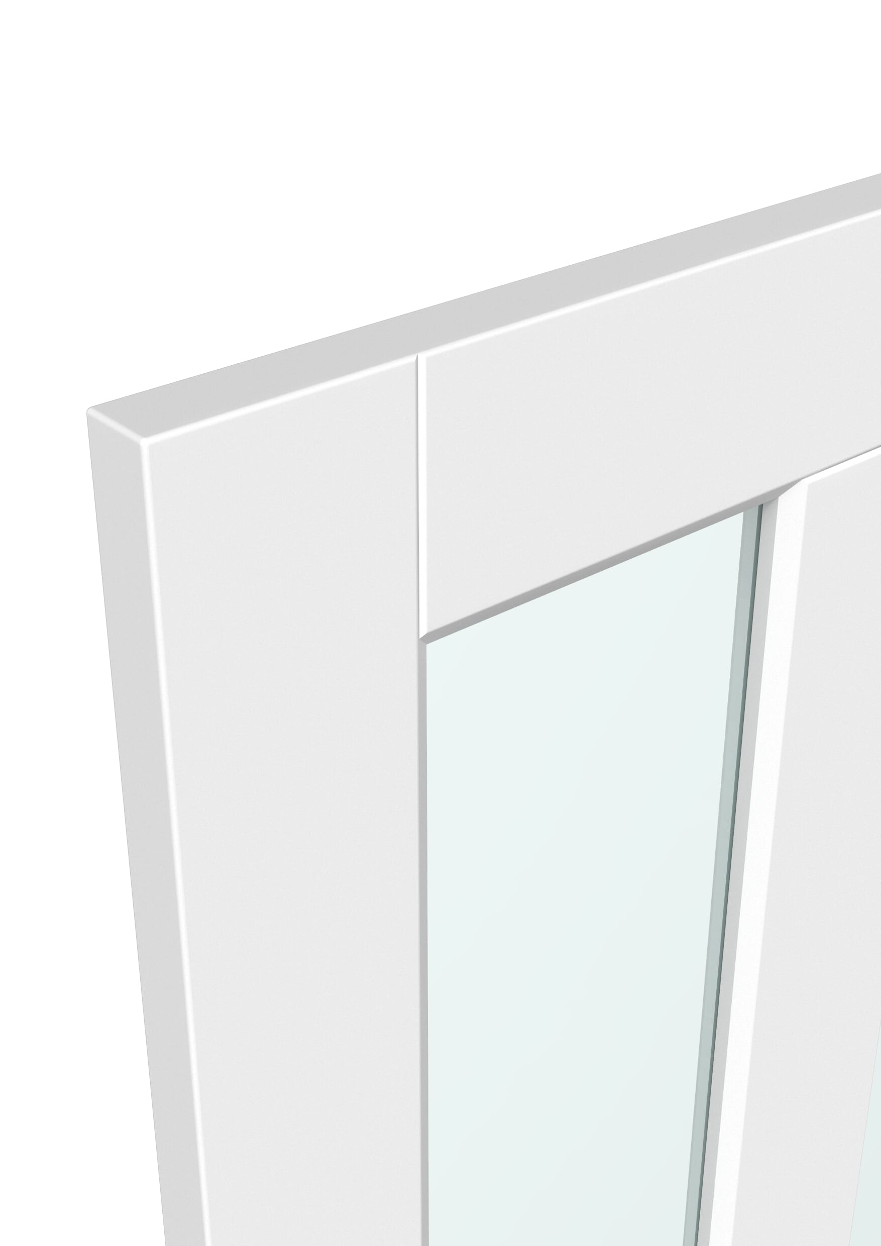 1981x838x35mm (33") White Smooth Flat 4 Panel Clear Glass Internal ...