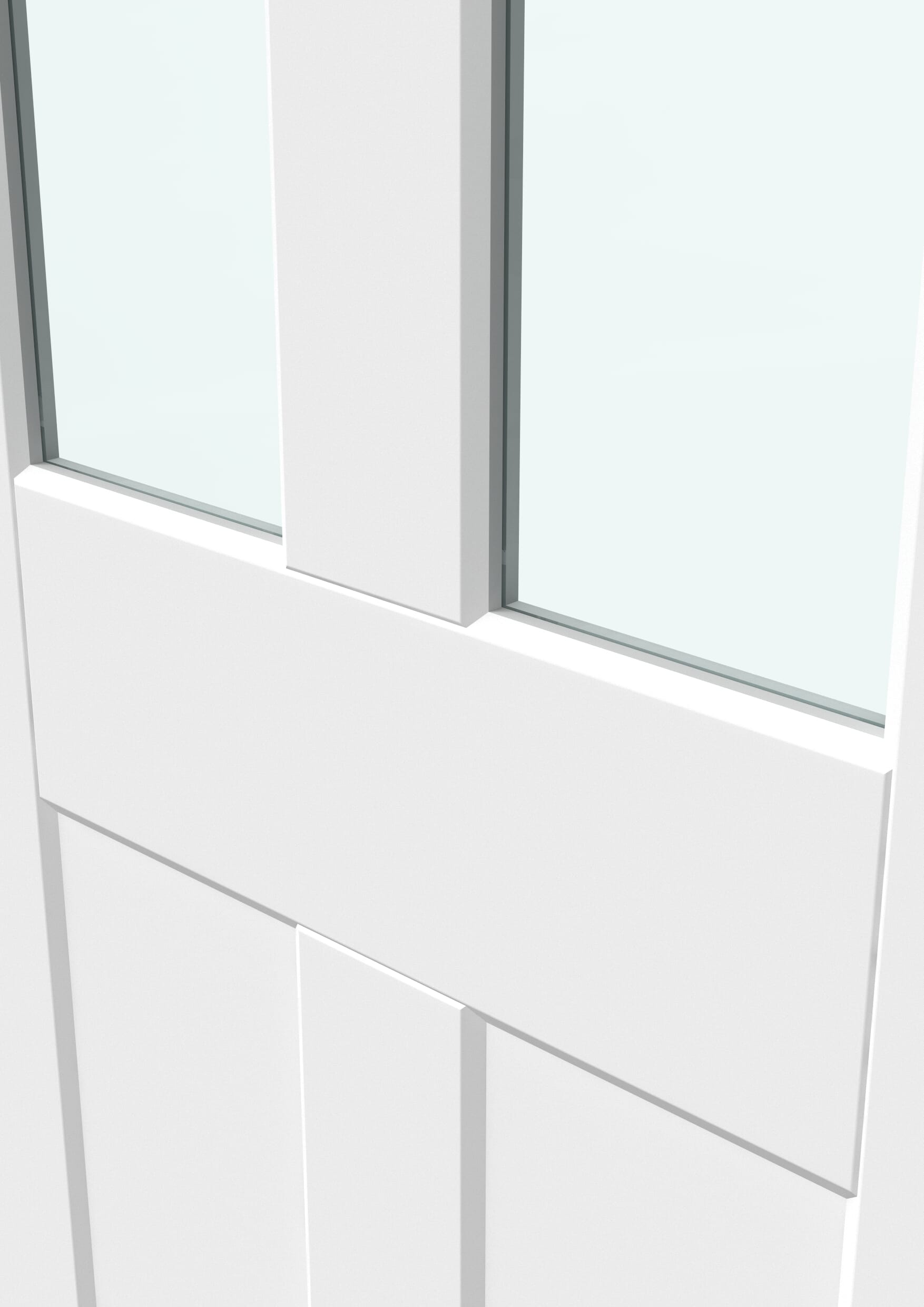 1981x838x35mm (33") White Smooth Flat 4 Panel Clear Glass Internal ...