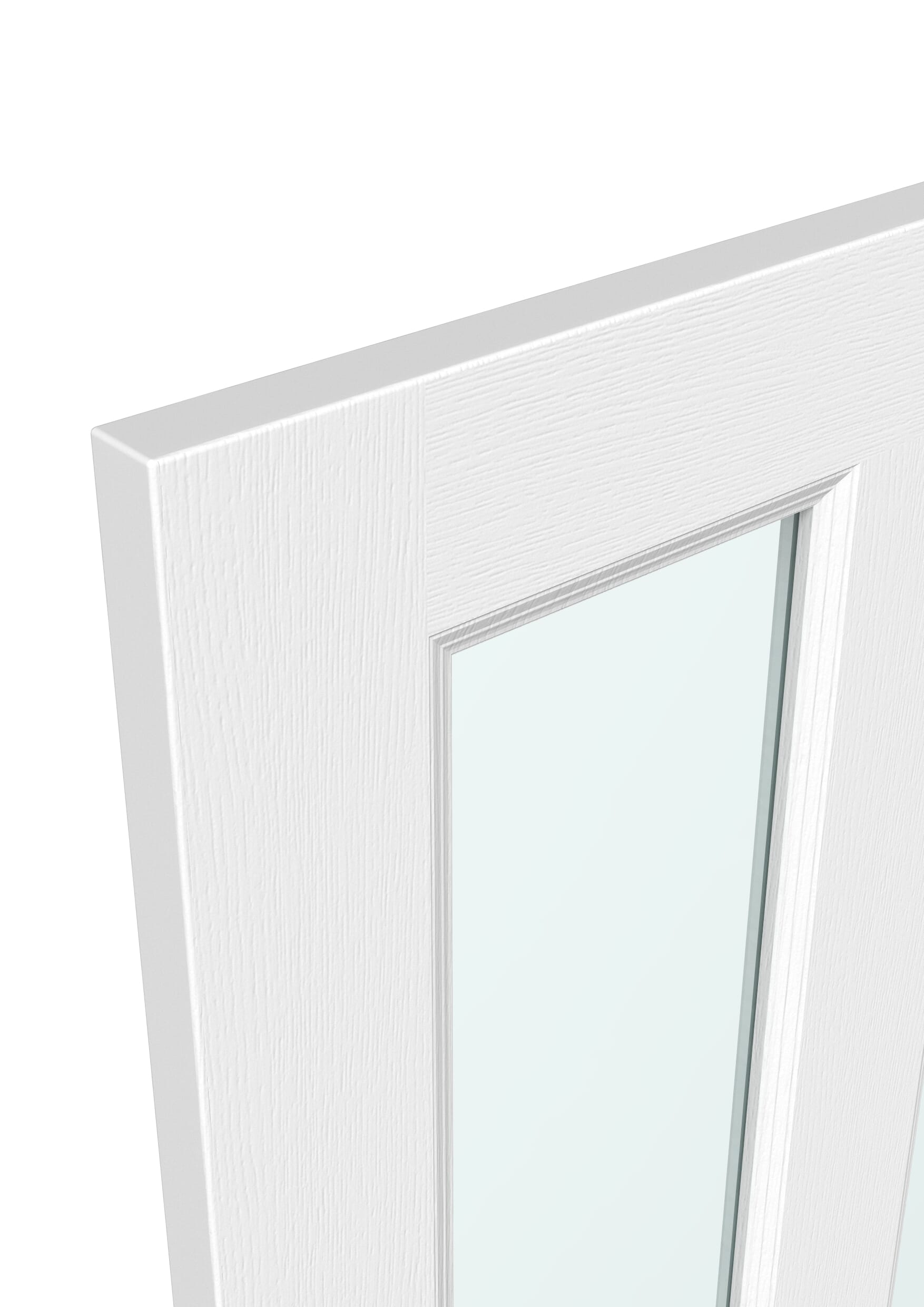 1981mm x 686mm x 35mm (27") White Grained 4 Panel Clear Glass Internal ...