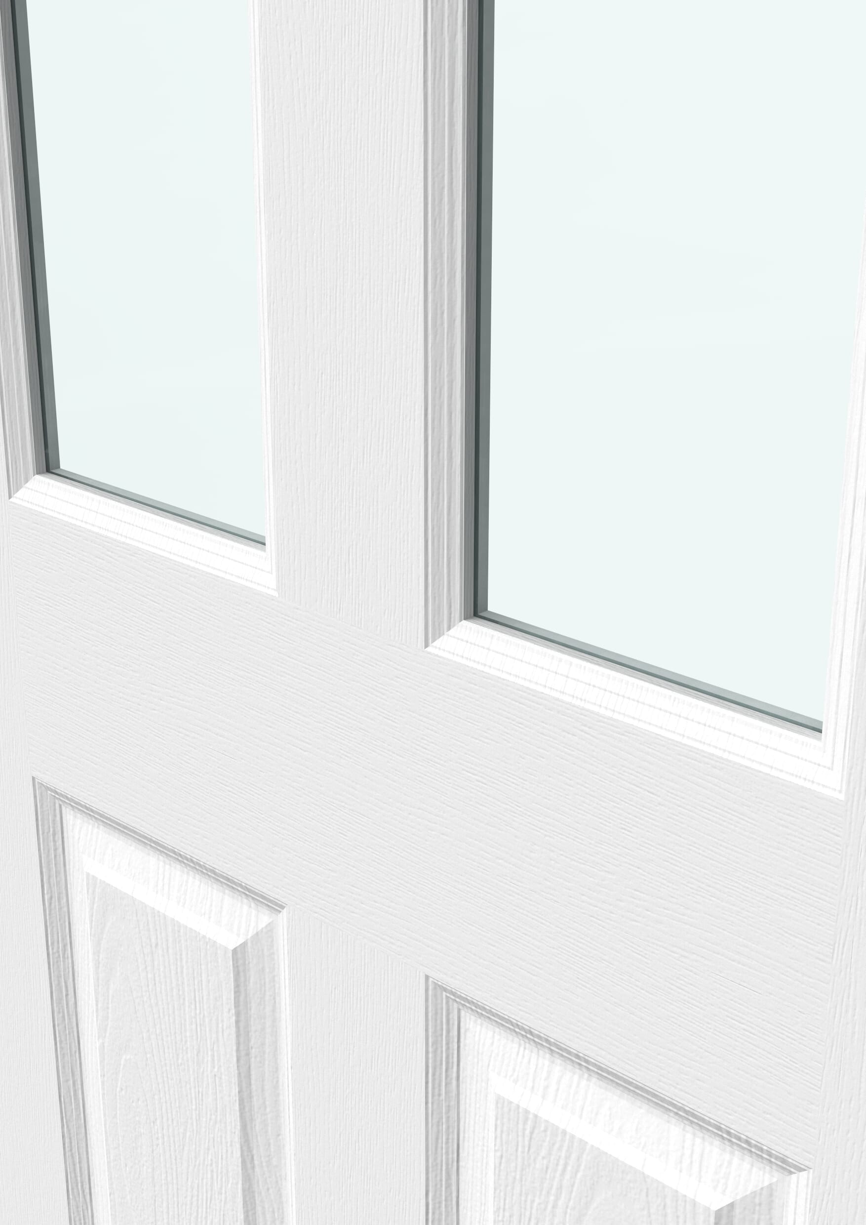 1981mm x 762mm x 35mm (30") White Grained 4 Panel Clear Glass Internal ...