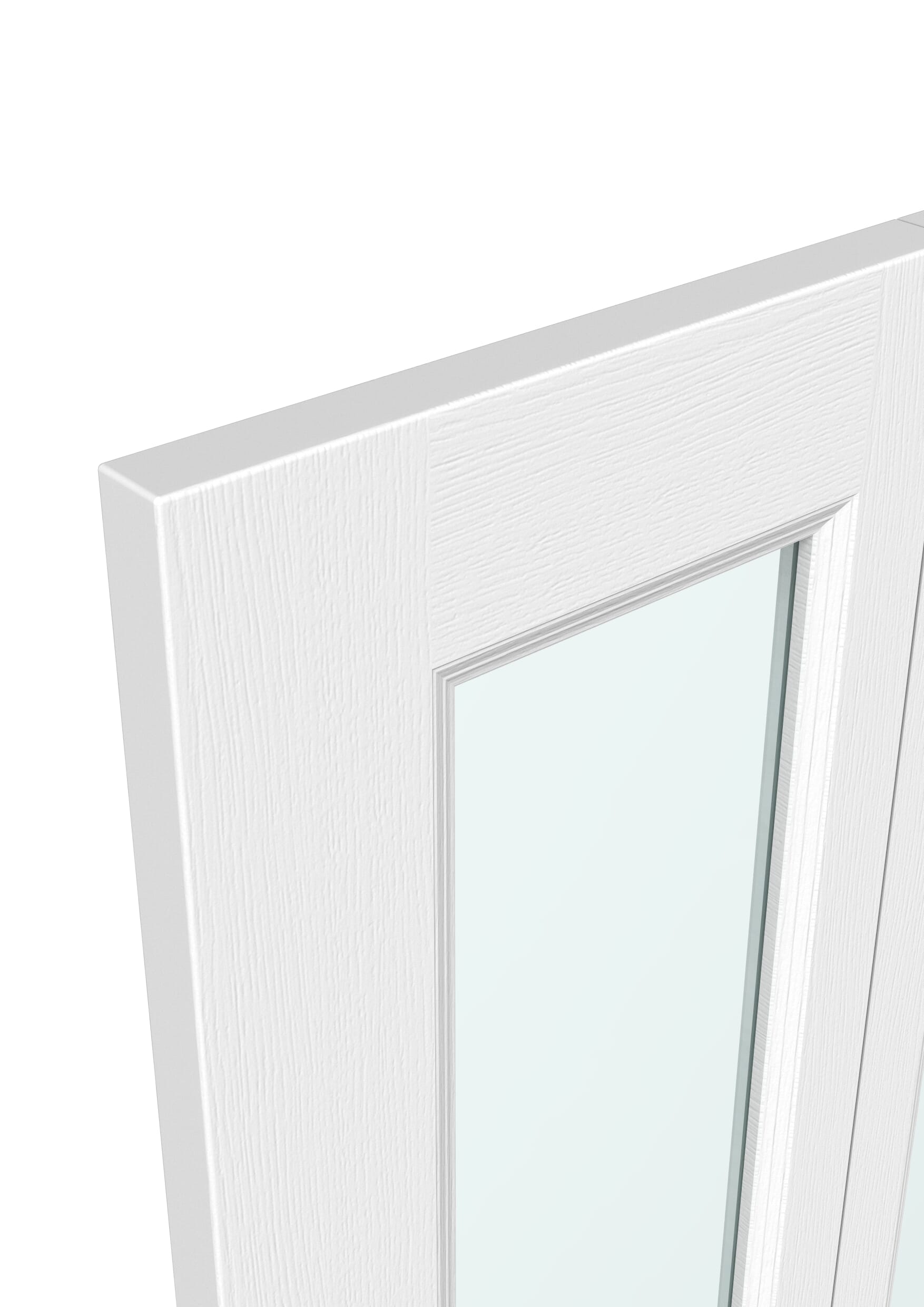 1981mm x 686mm x 35mm (27") White Grained 4 Panel Clear Glass Bi-fold ...