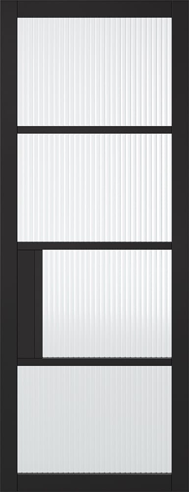 762 x 1981 x 35mm (30") Chelsea Reeded Glazed Black Internal Door ...