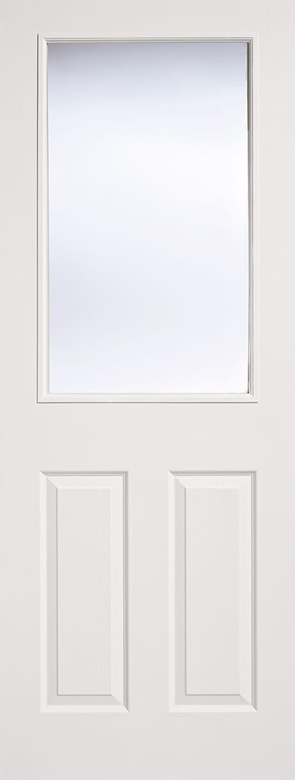 2040 x 826 x 40mm Textured 2 Panel / 1 Light Glazed White Internal Door ...