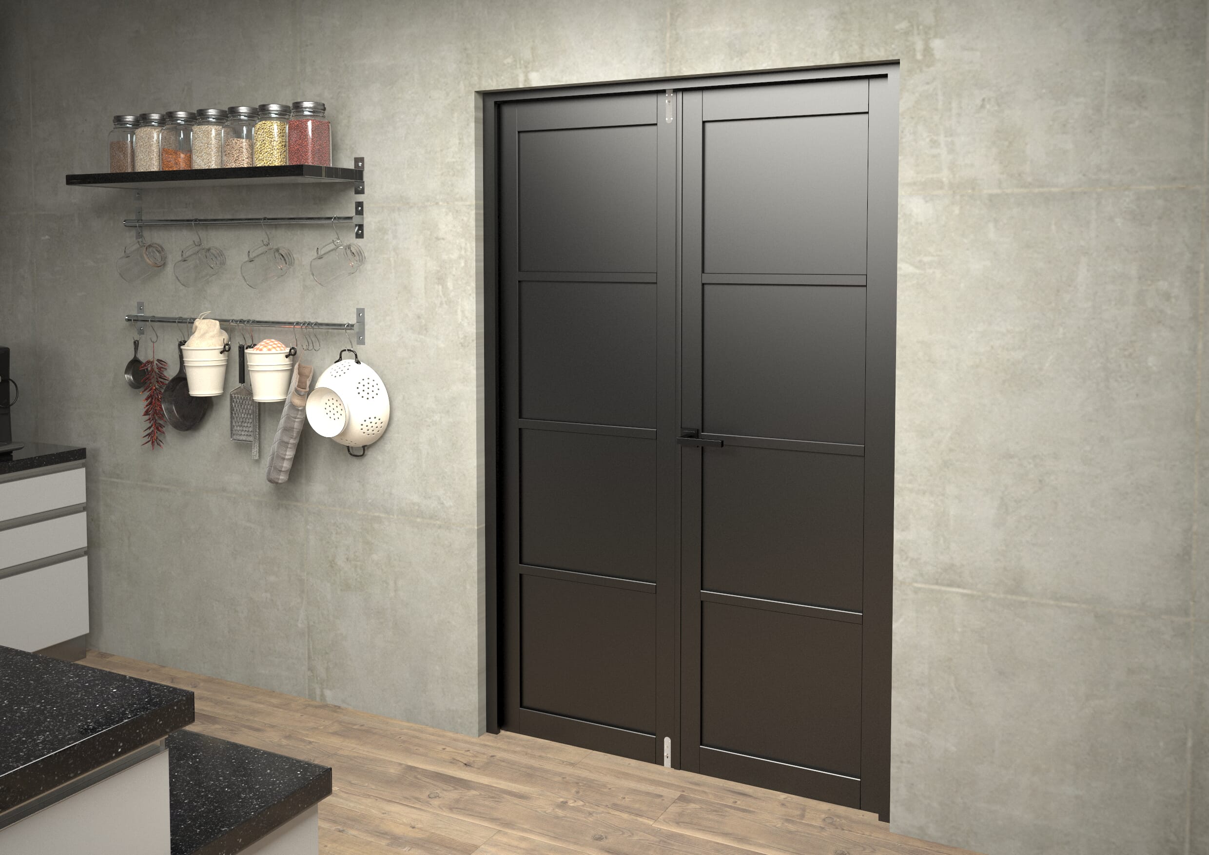 Black Kensington 4P French Door Set 1276mm(W) X 2021mm(H) At Vibrant Doors
