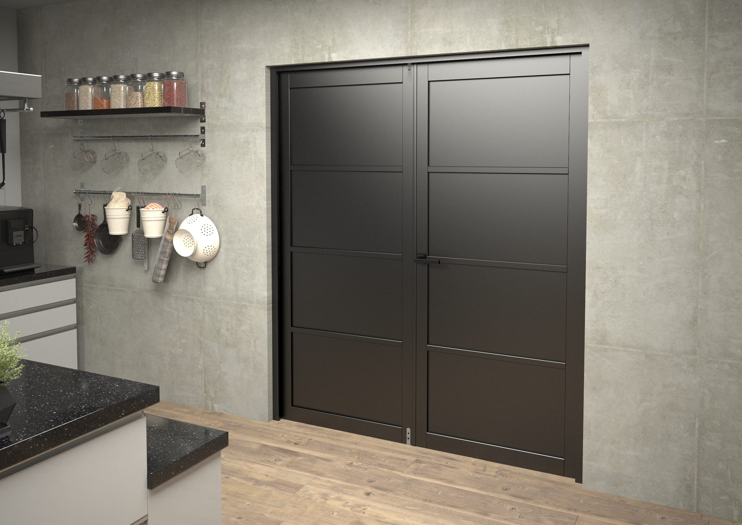 Black Kensington 4P Clear French Door Set 1734mm(W) X 2021mm(H) At ...